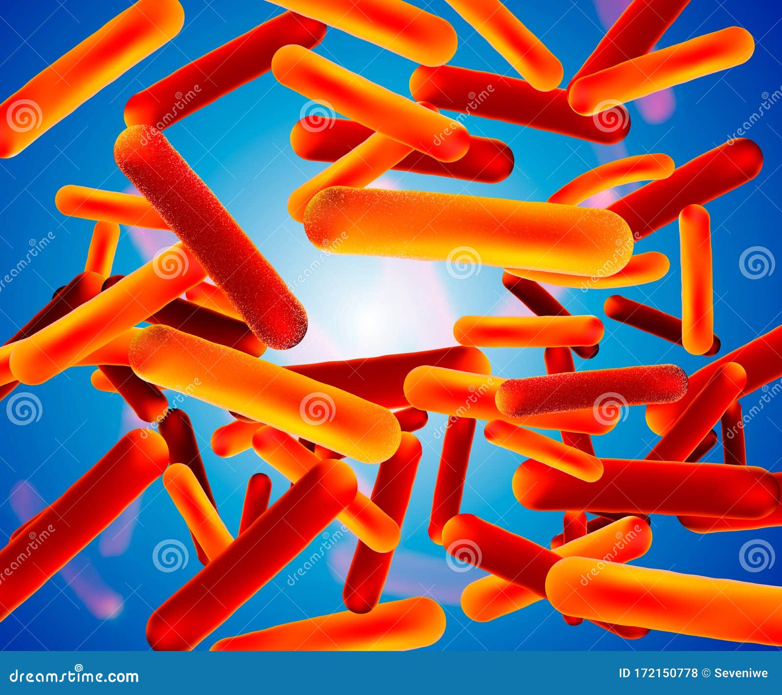 Realistic 3d Bacteria Cells Background. Probiotics Detailed ...