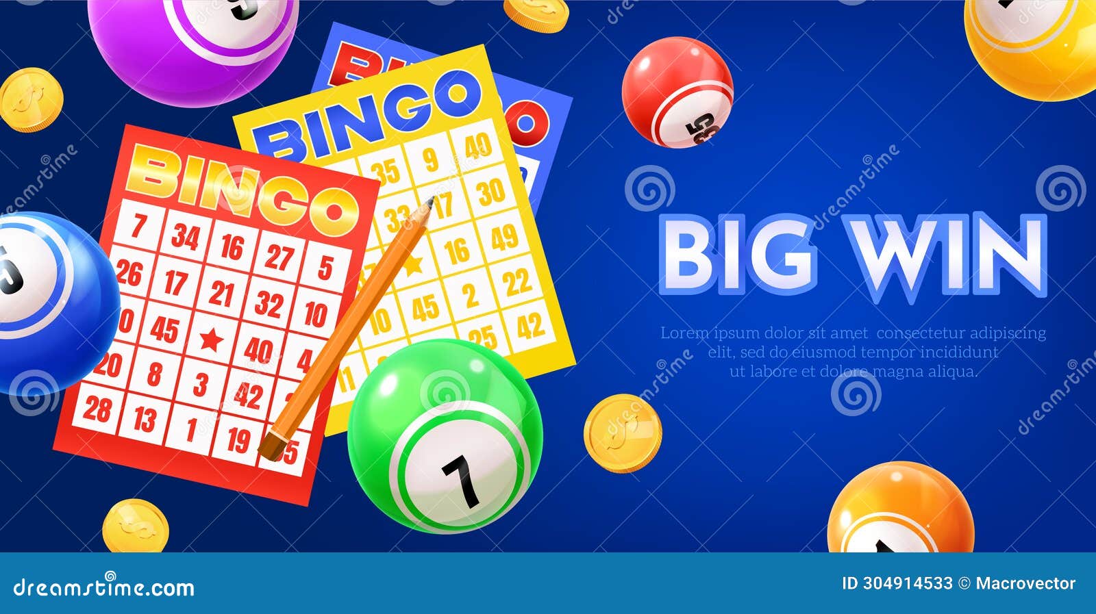 Bingo Background With Balls And Cards. Vector Illustration ...