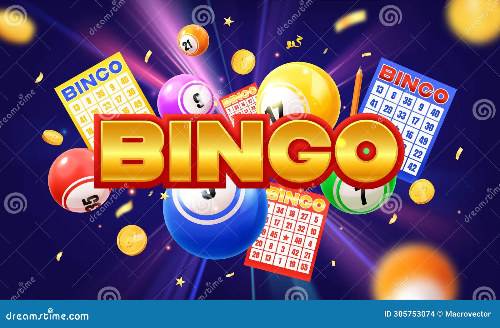 Realistic 3d Bingo Composition Template Stock Illustration ...