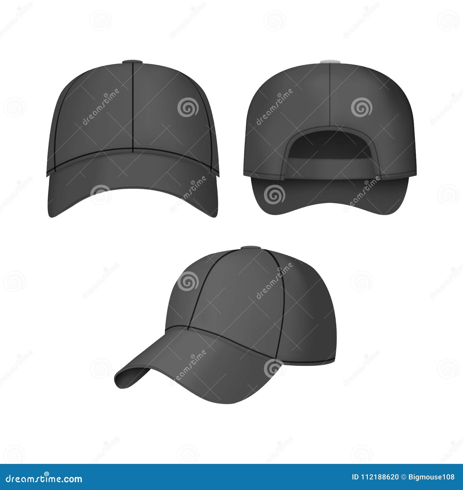 Realistic 3d Black Baseball Cap Set. Vector Stock Vector - Illustration ... Realistic 3d Black Baseball Cap Set. Vector Stock Vector - Illustration ...