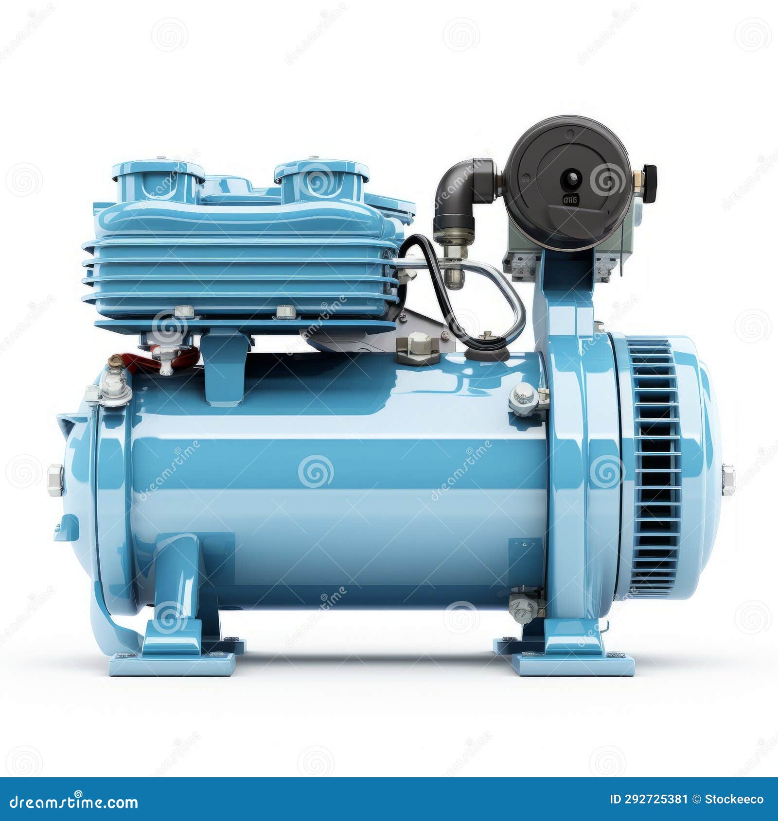 Realistic 3d Blue Air Compressor on White Background Stock Illustration ...