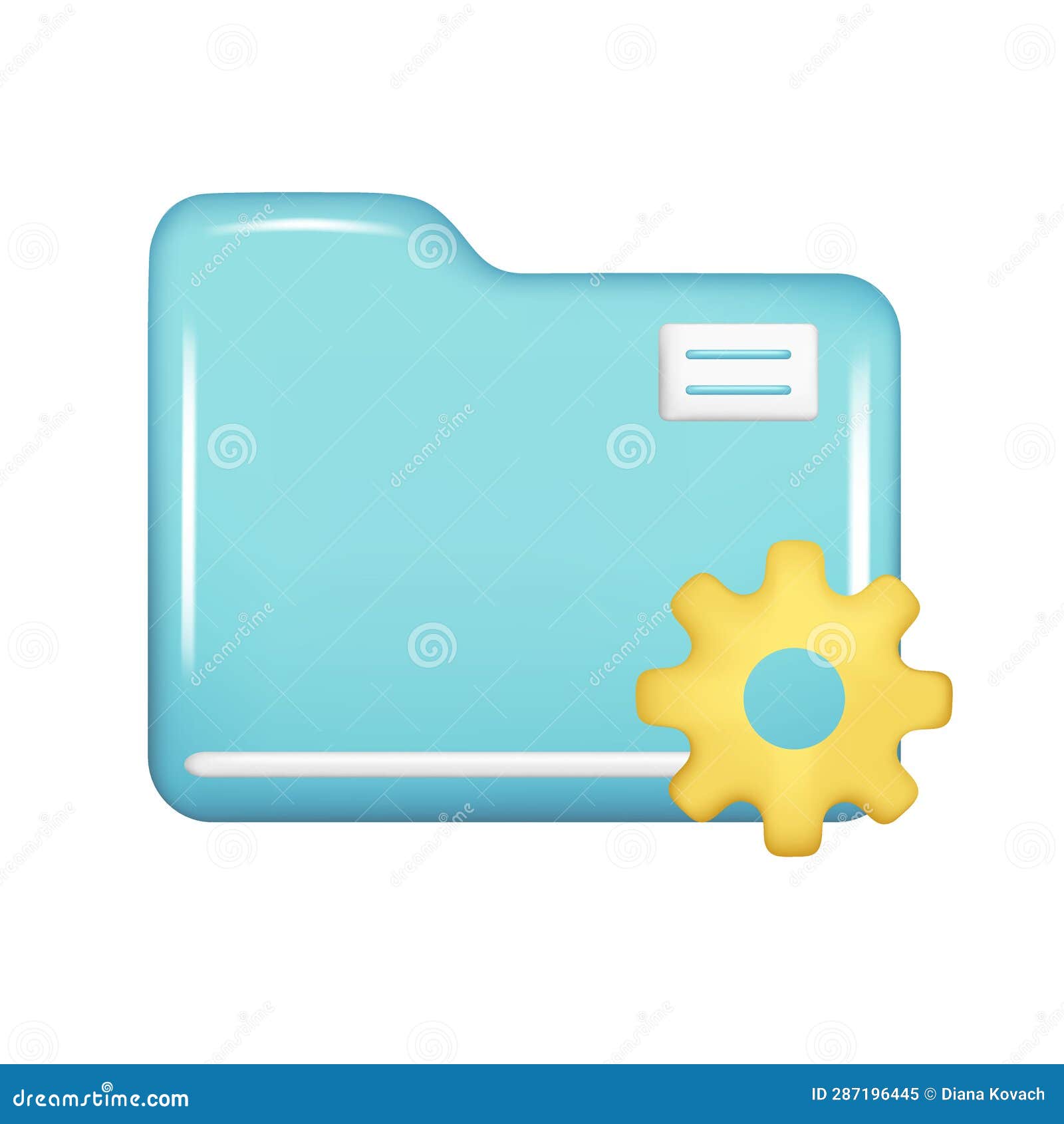 Realistic 3d Blue Folder and Settings Icon. Decorative 3d Management ...