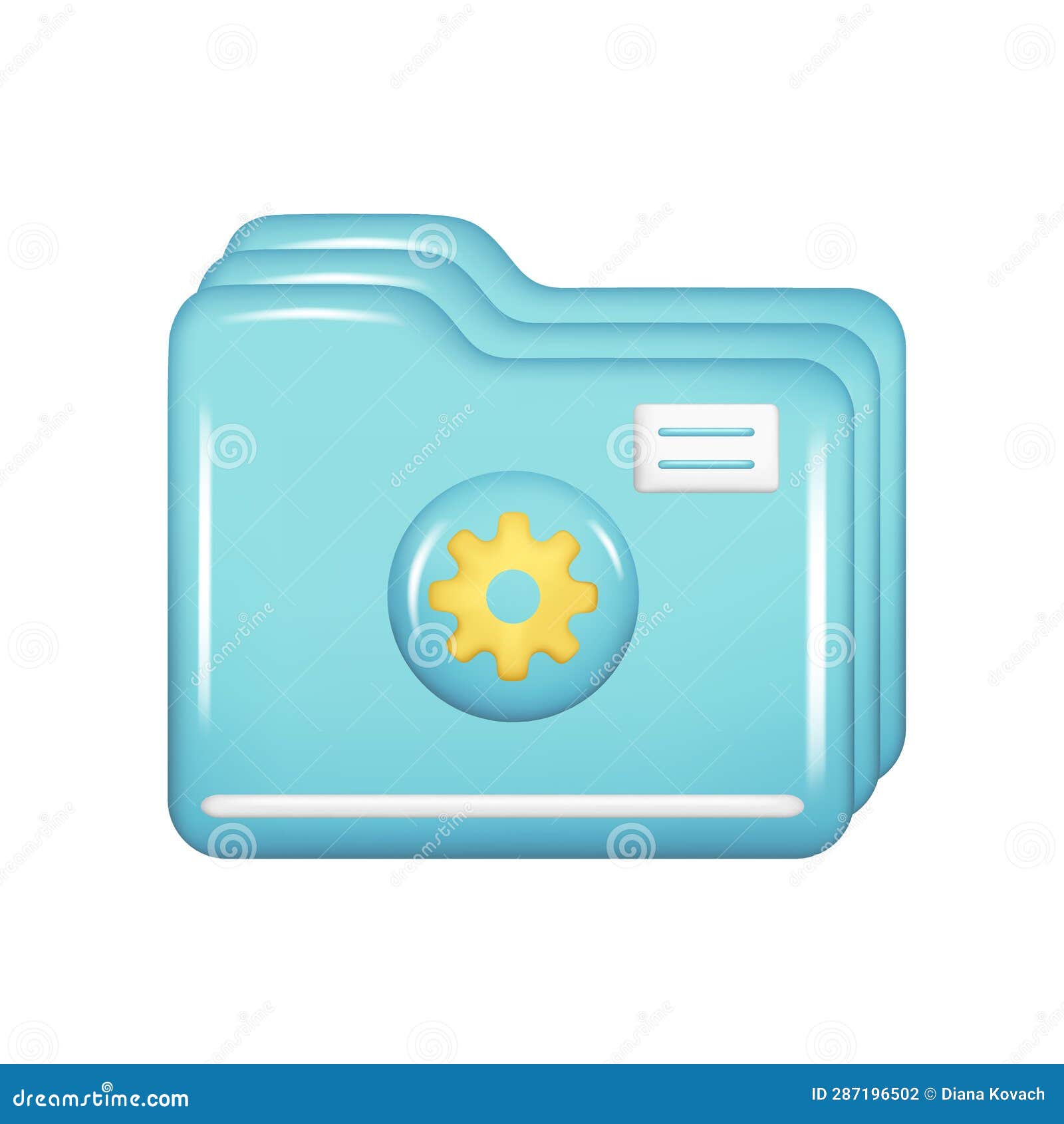 Realistic 3d Blue Folder and Settings Icon. Decorative 3d Management ...