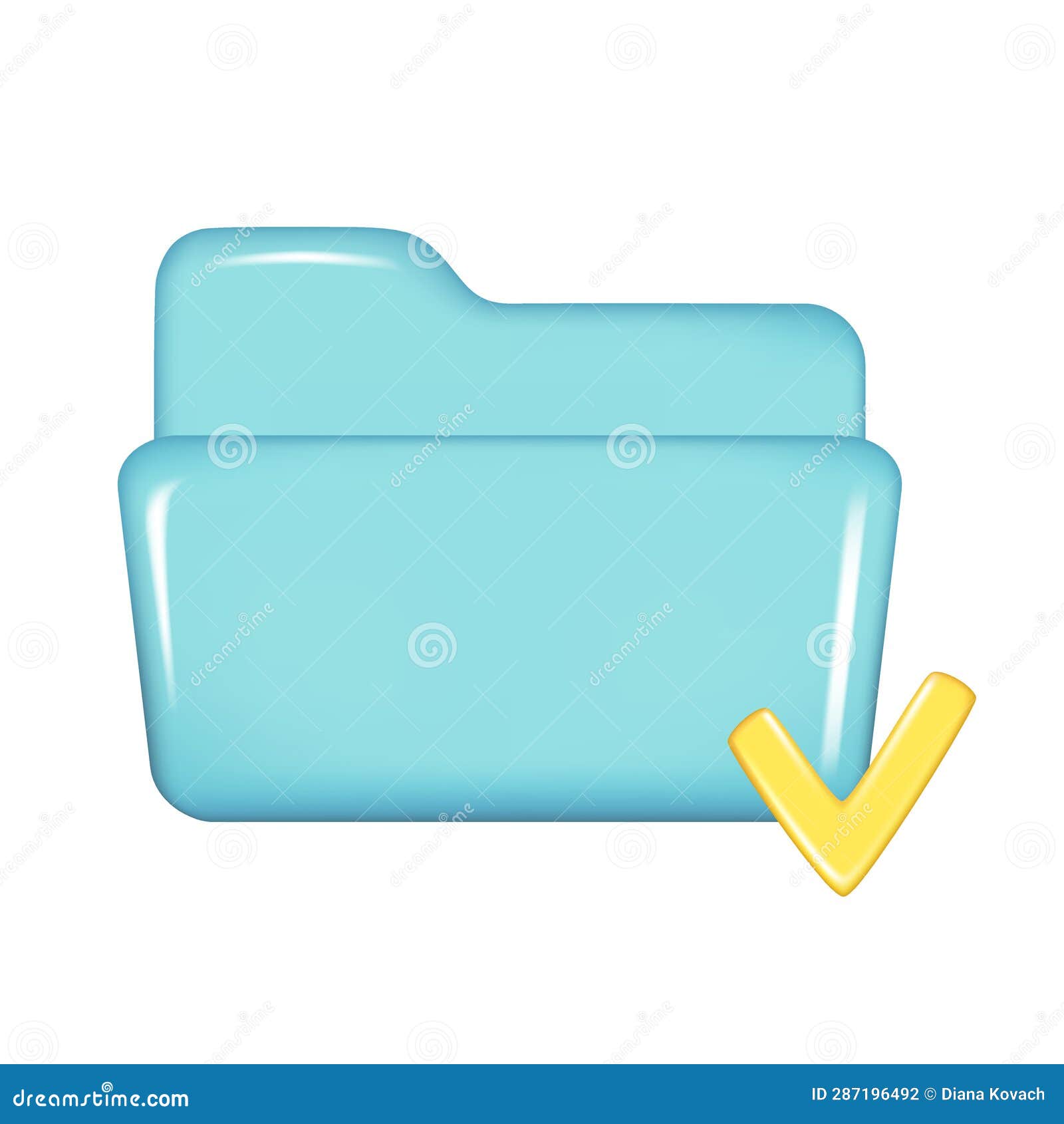 Realistic 3d Blue Folder Yellow Check or Correct Sign. Decorative 3d ...