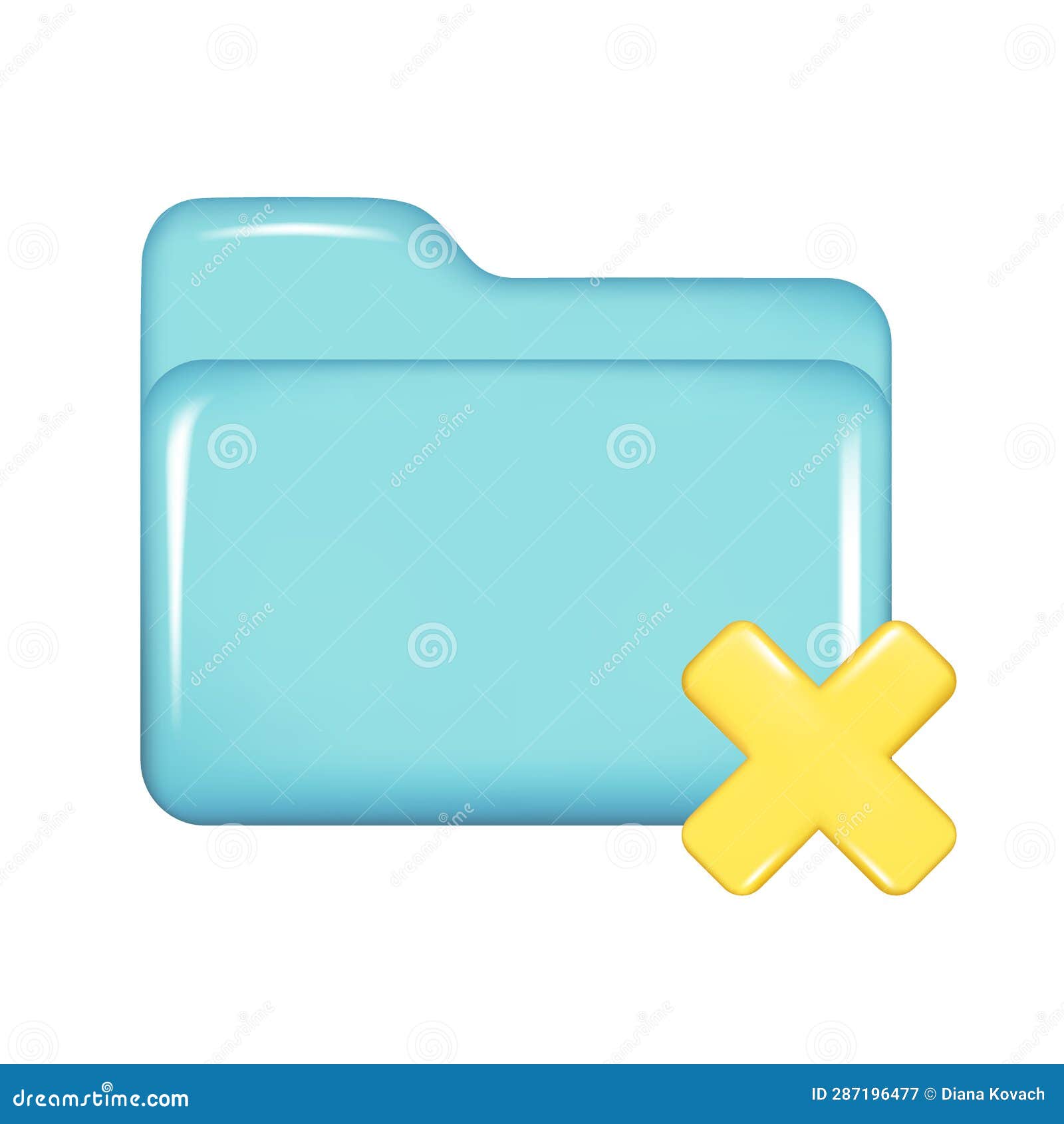 Realistic 3d Blue Folder Yellow Cross Sign. Decorative 3d Management ...