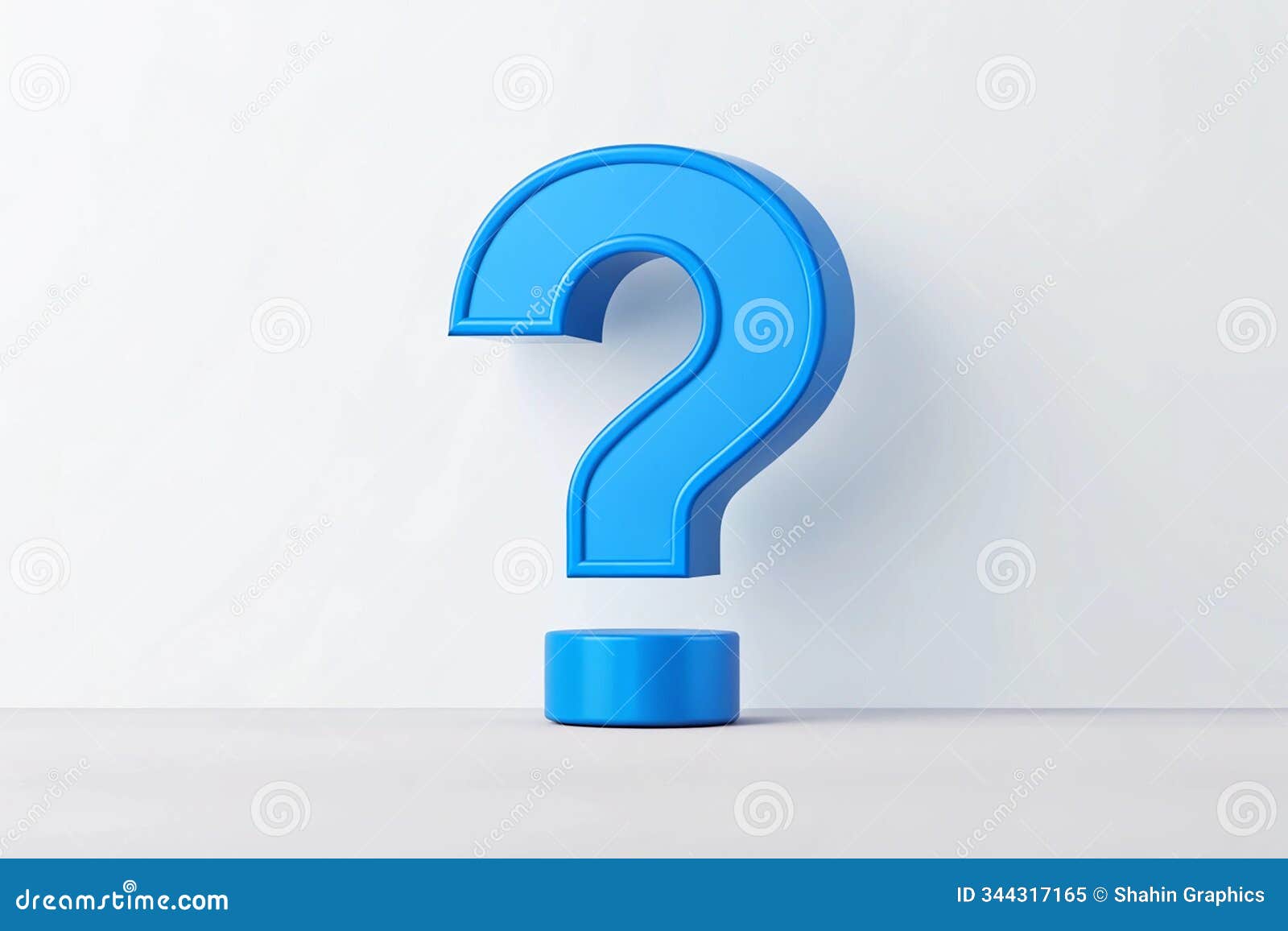 Realistic 3d Blue Question Mark Illustration Stock Illustration ...