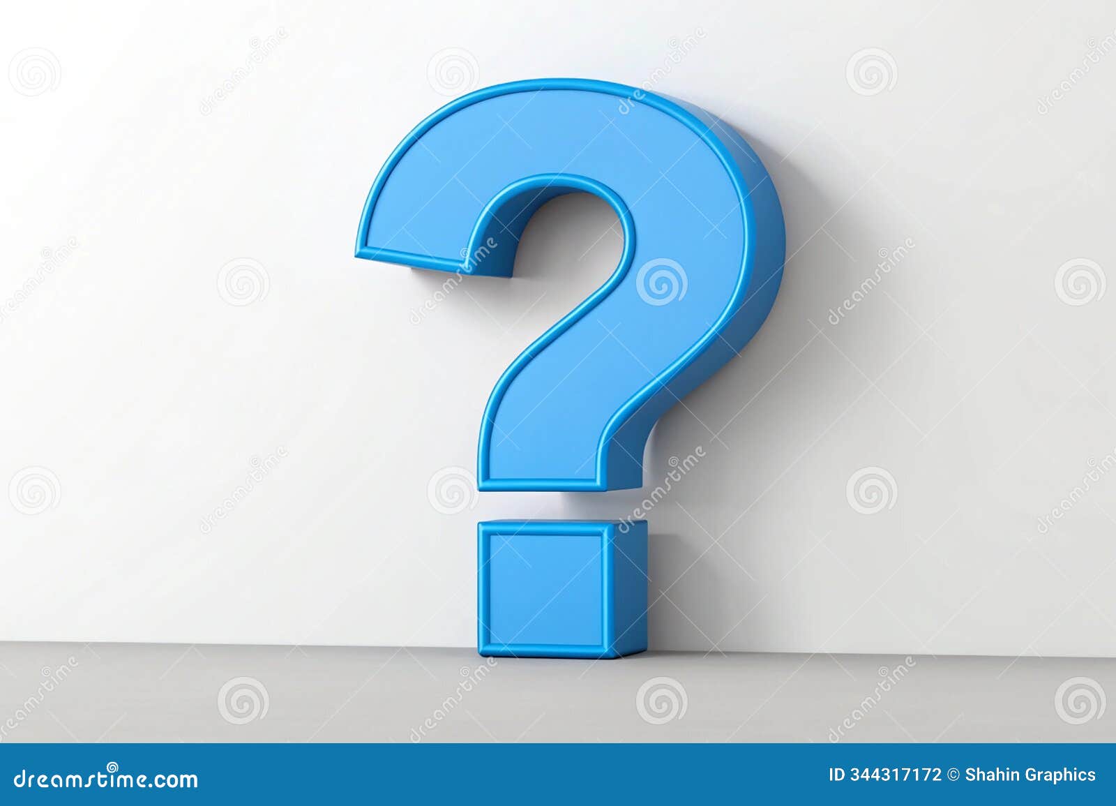 Realistic 3d Blue Question Mark Illustration Stock Illustration ...