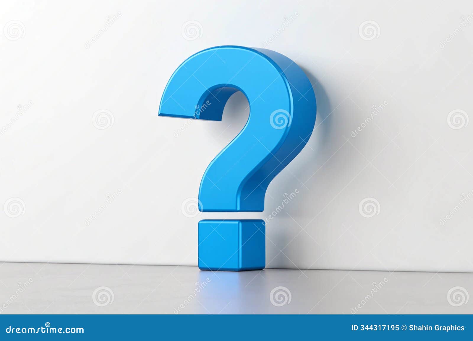 Realistic 3d Blue Question Mark Illustration Stock Illustration ...