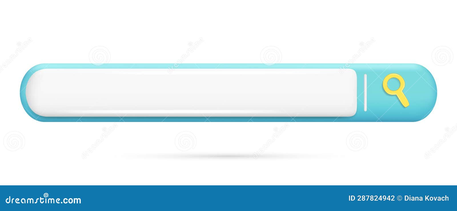 Realistic 3d Blue and White Search Bar, Magnifying Glass Icon. Glossy ...