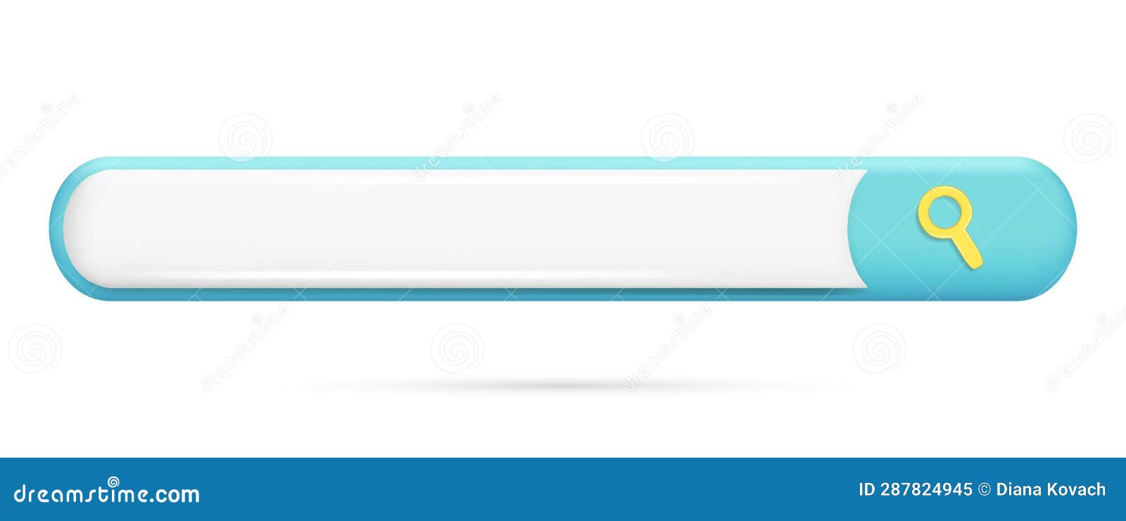 Realistic 3d Blue and White Search Bar, Magnifying Glass Icon. Glossy ...