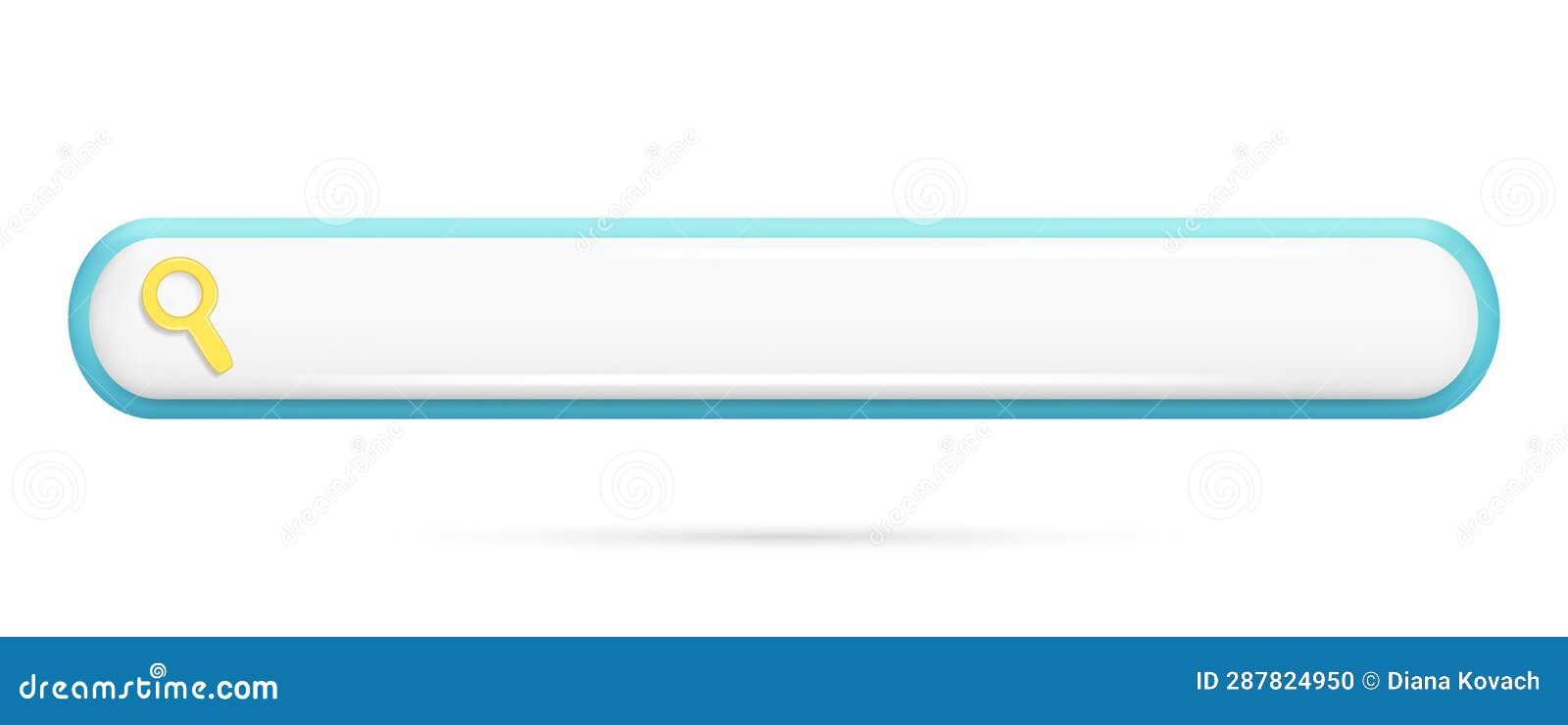 Realistic 3d Blue and White Search Bar, Magnifying Glass Icon. Glossy ...