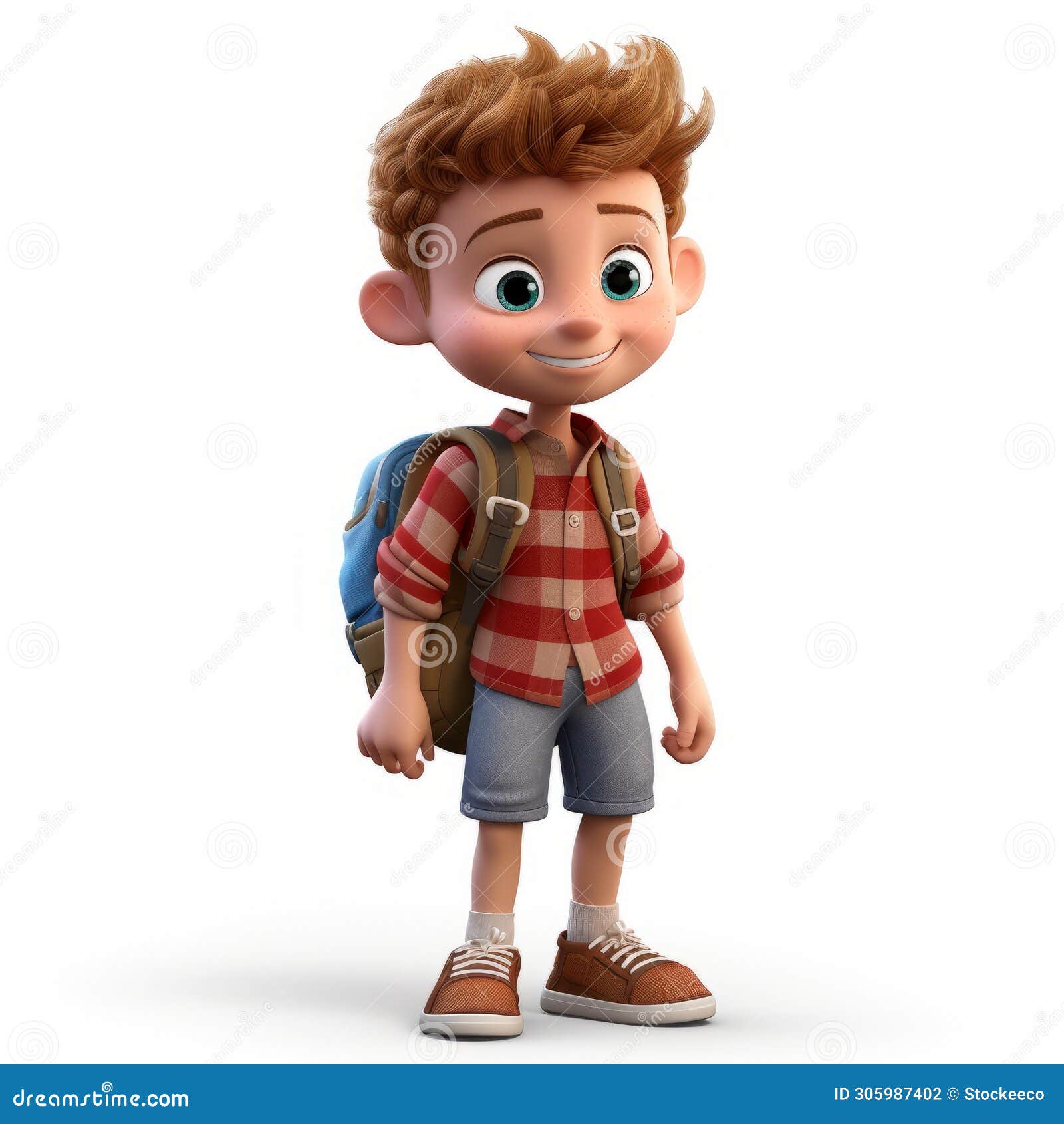 Realistic 3d Cartoon Boy with Backpack - Andrew Stock Illustration ...