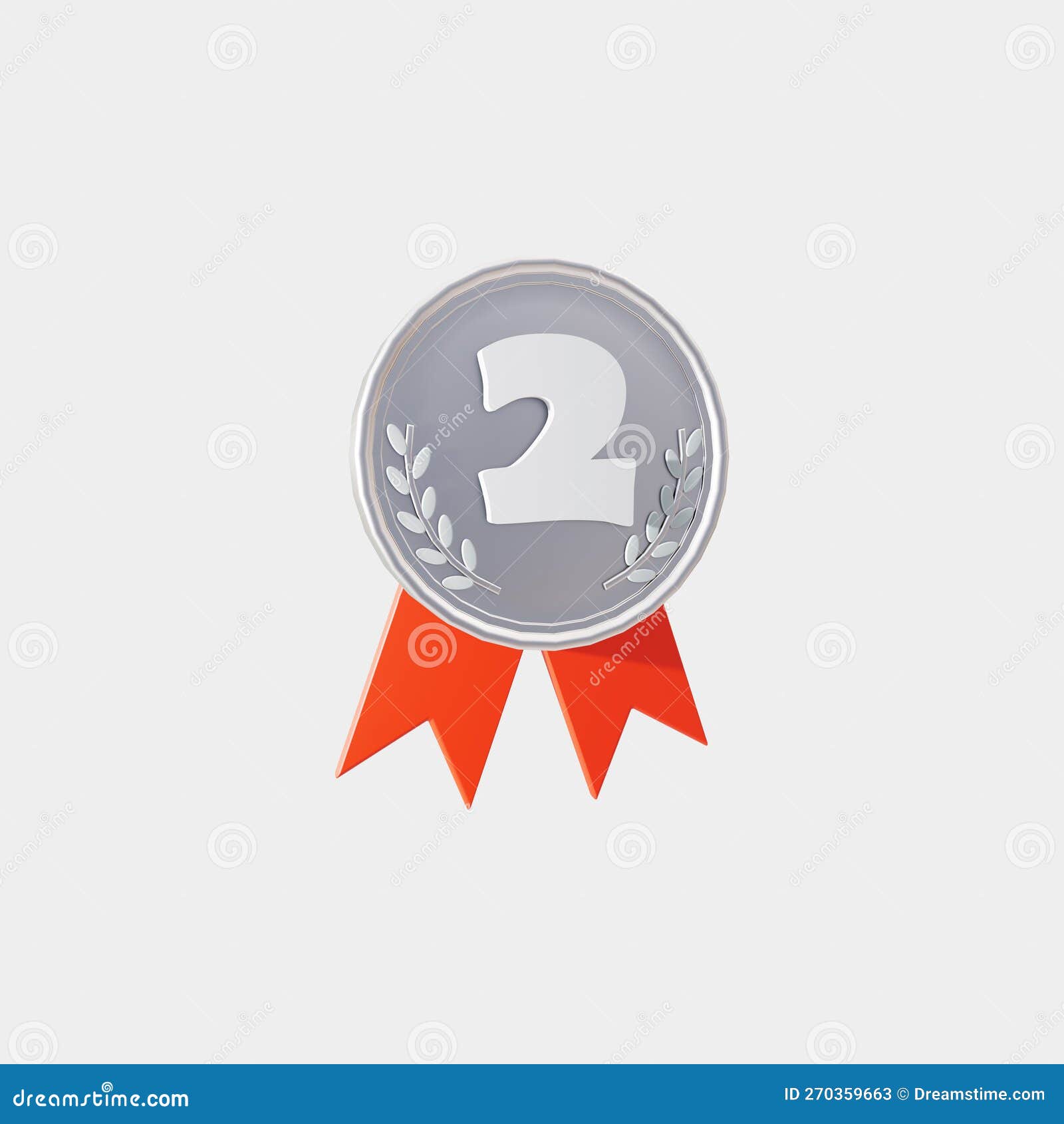 Silver Medal Object 3d Illustration Stock Illustration - Illustration ...
