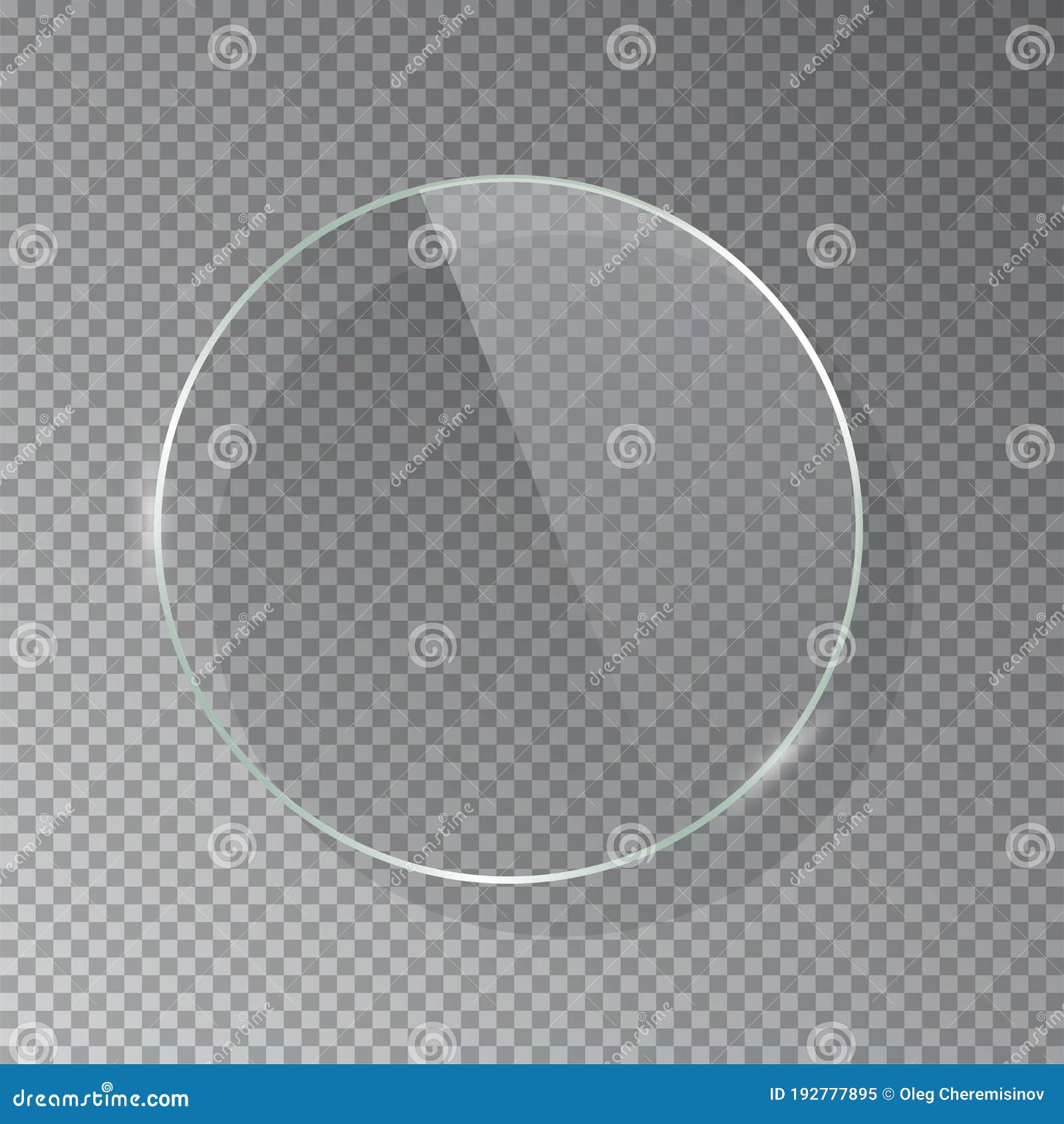 Realistic 3d Circle Glass Frame Isolated On Grey Transparent Background ...