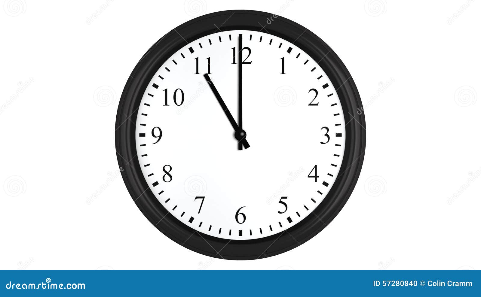 Realistic 3D Clock Set at 11 O Clock Stock Illustration - Illustration ...
