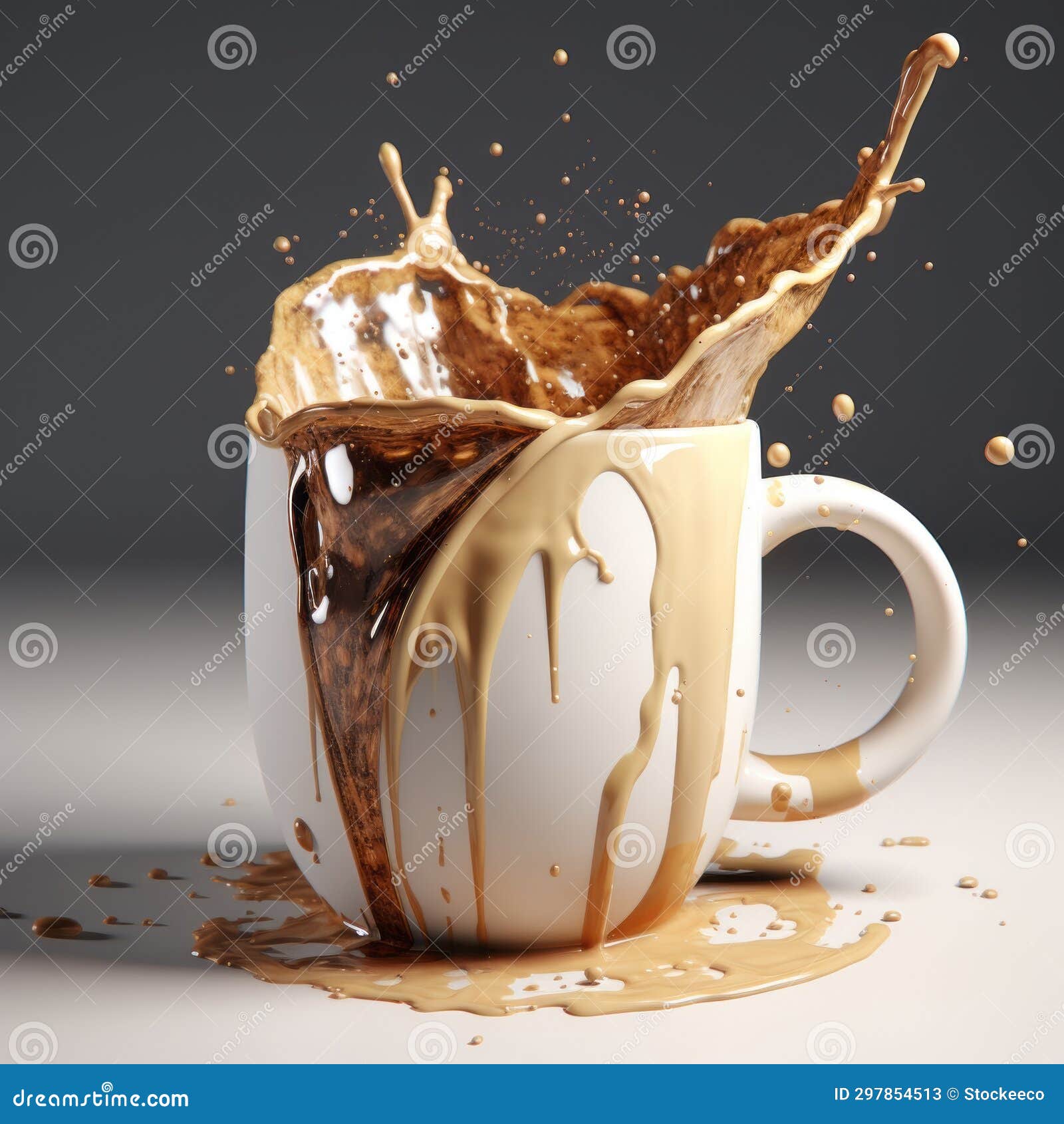 Realistic 3d Coffee Cup with Spilled Chocolate - Unique Porcelain Mug ...