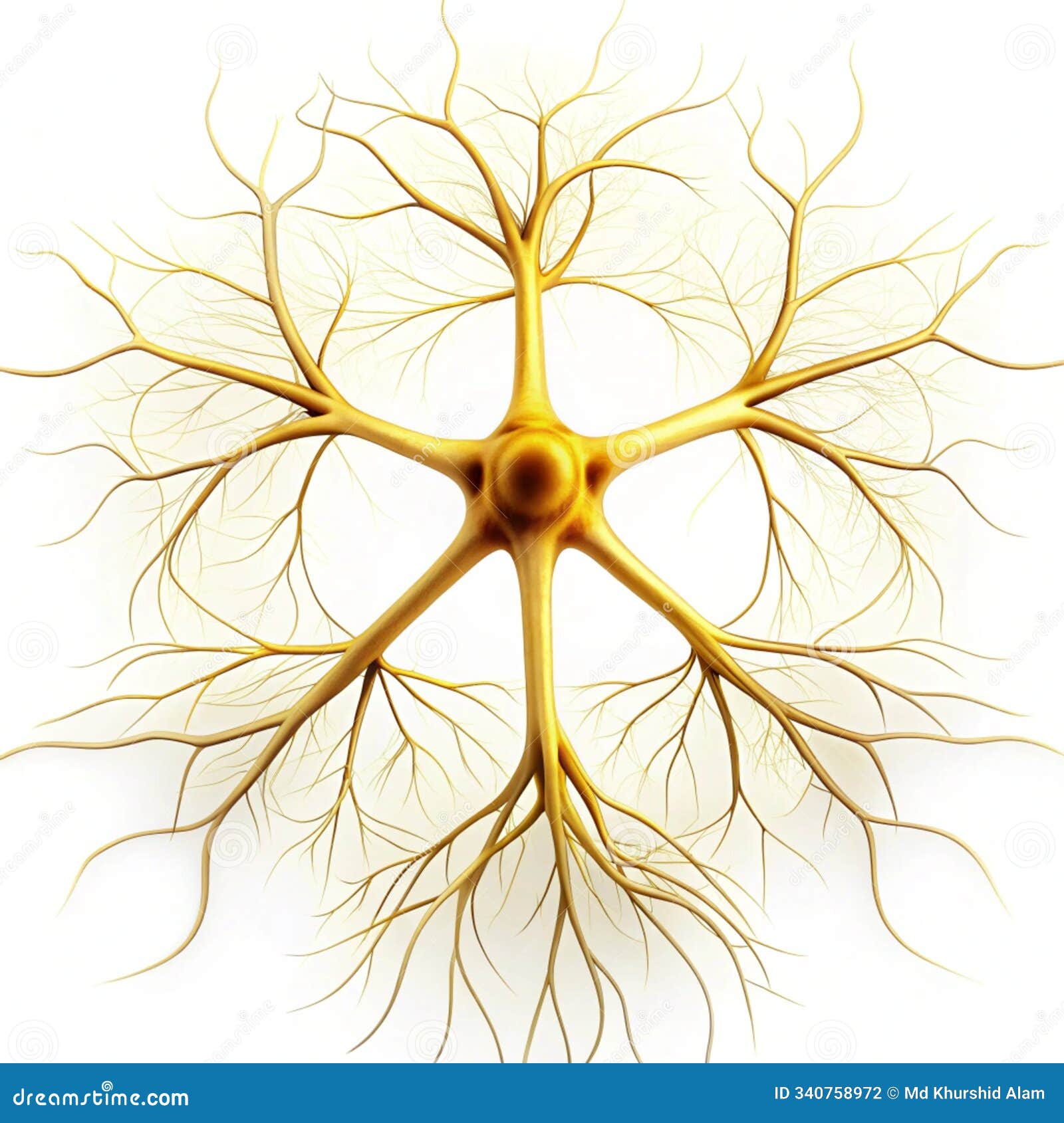 Realistic 3D Depiction of a Neuron with Dendrites and Axons ...