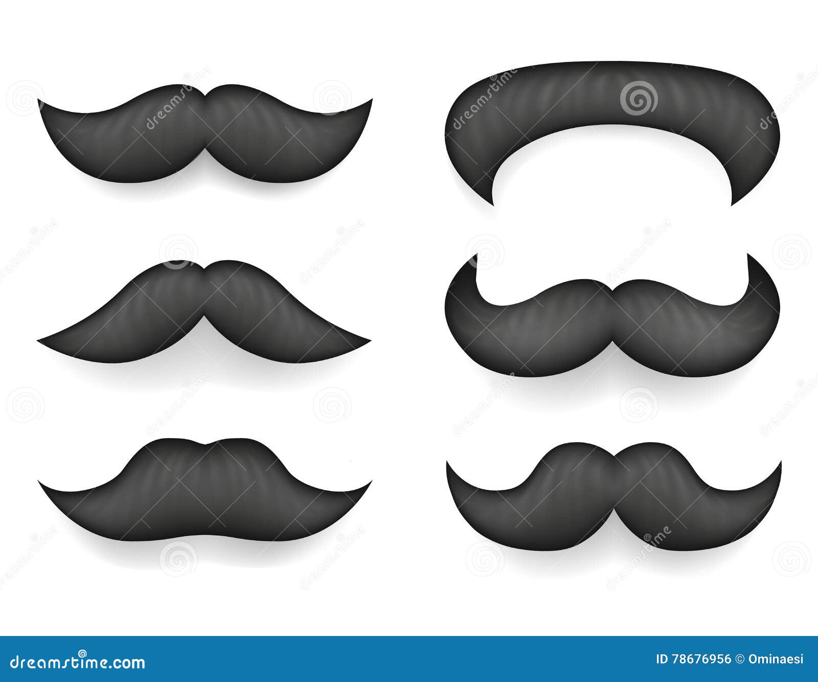 Realistic 3d Design Mustache Icon Set Template Mock Up Isolated Vector ...