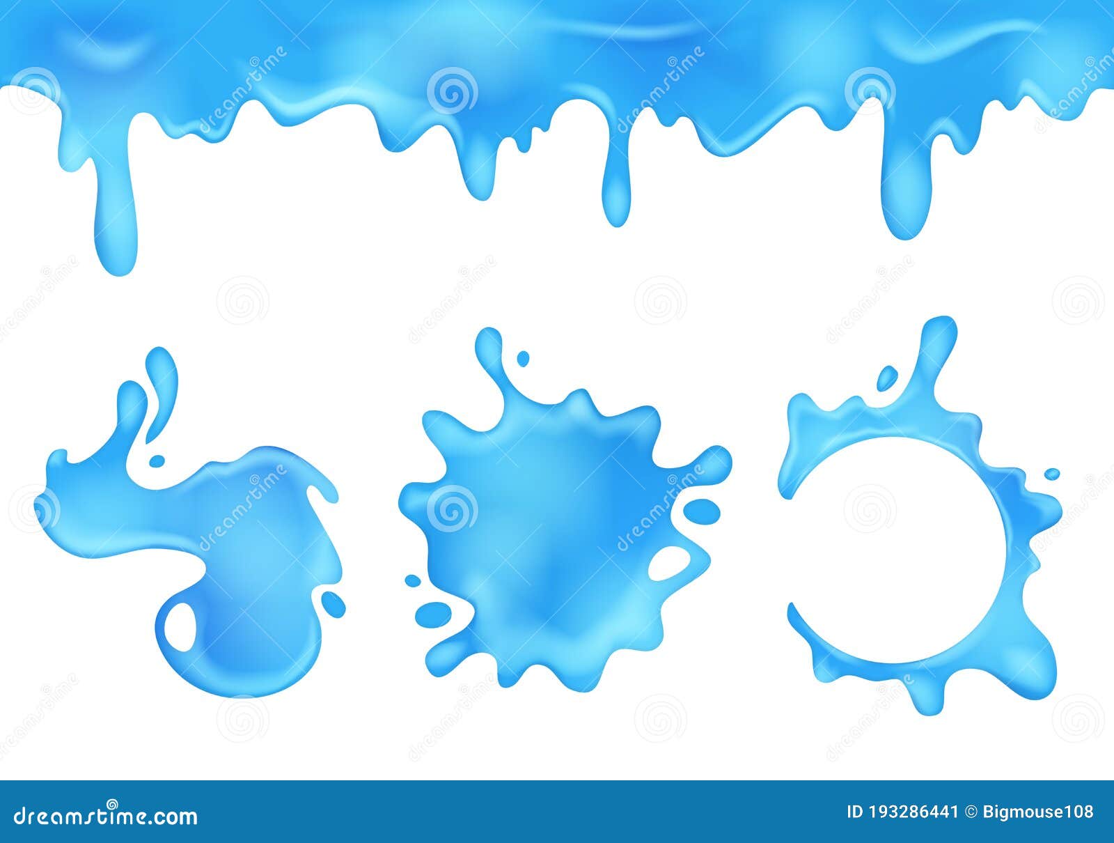 Realistic 3d Detailed Blue Water Blots Set. Vector Stock Vector ...