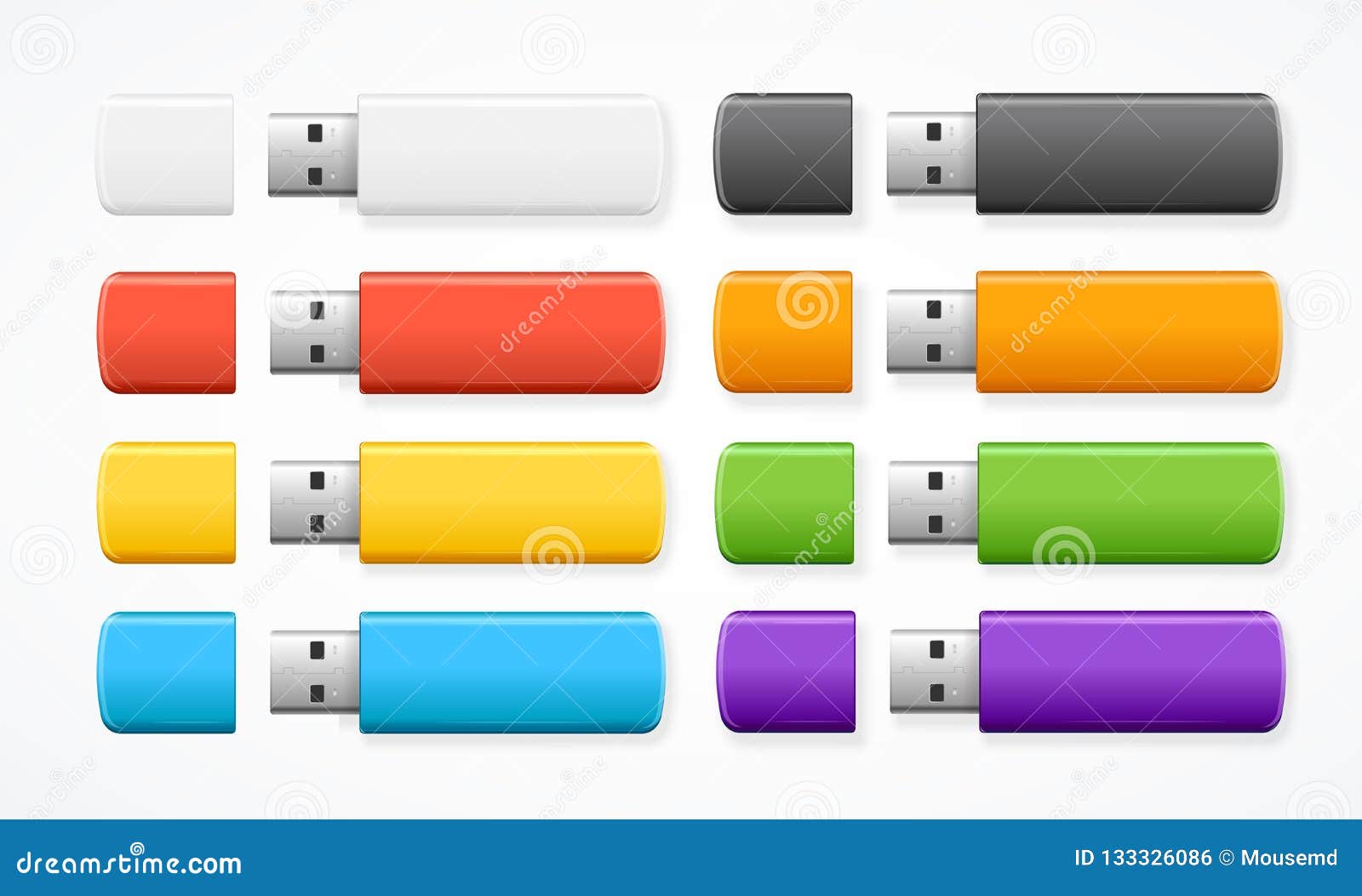 Realistic 3d Detailed Color USB Flash Drive Set. Vector Stock Vector ...