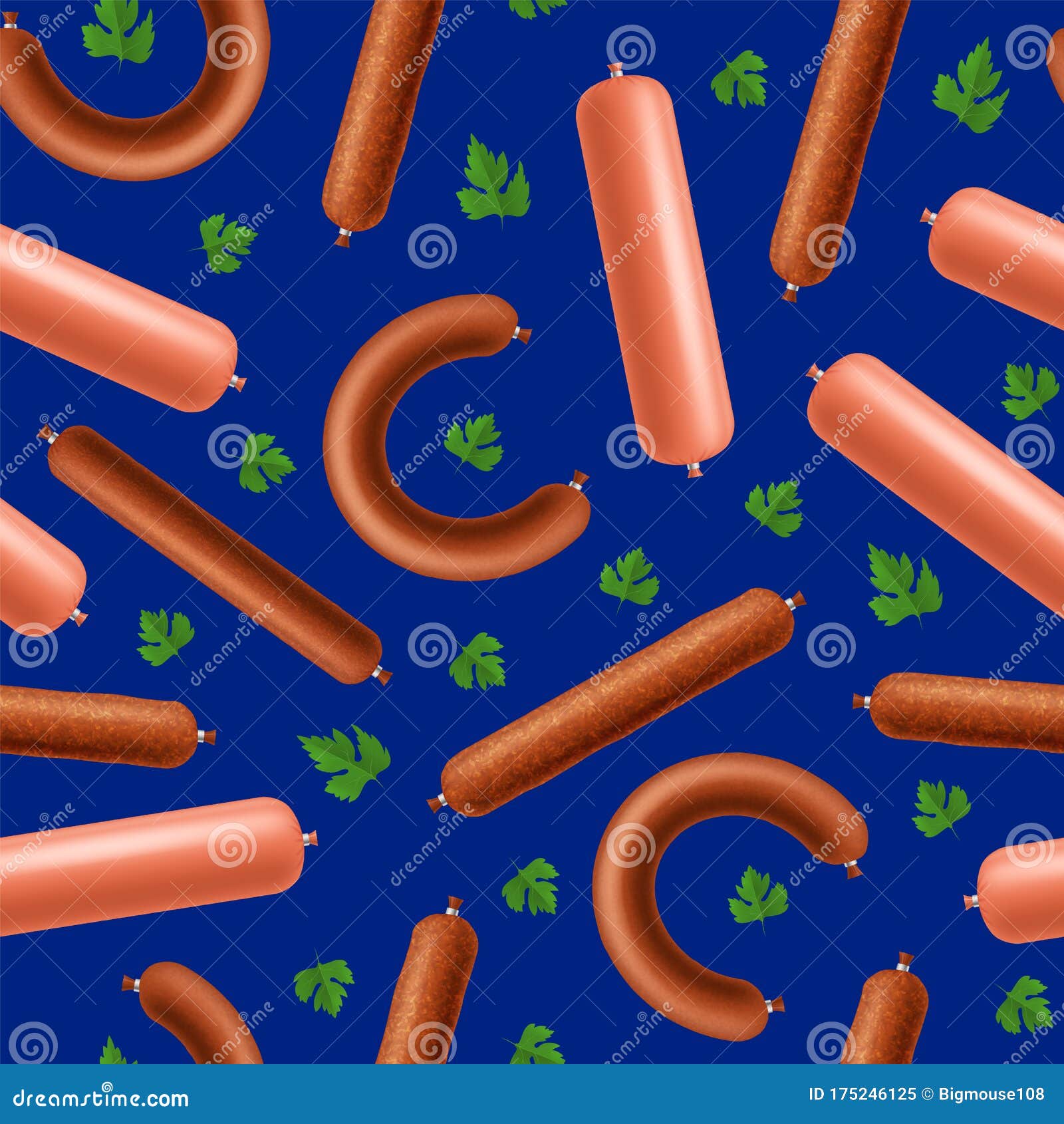 Realistic 3d Detailed Different Type Sausages Seamless Pattern ...