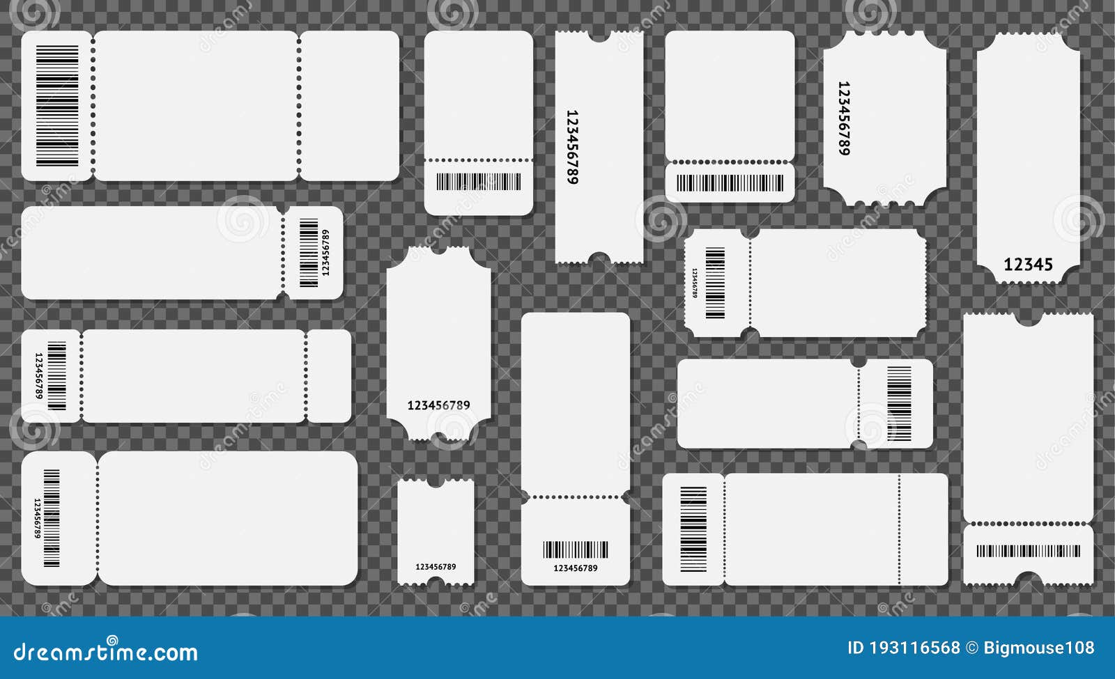 Realistic 3d Detailed Empty Ticket Template Set. Vector Stock Vector ...