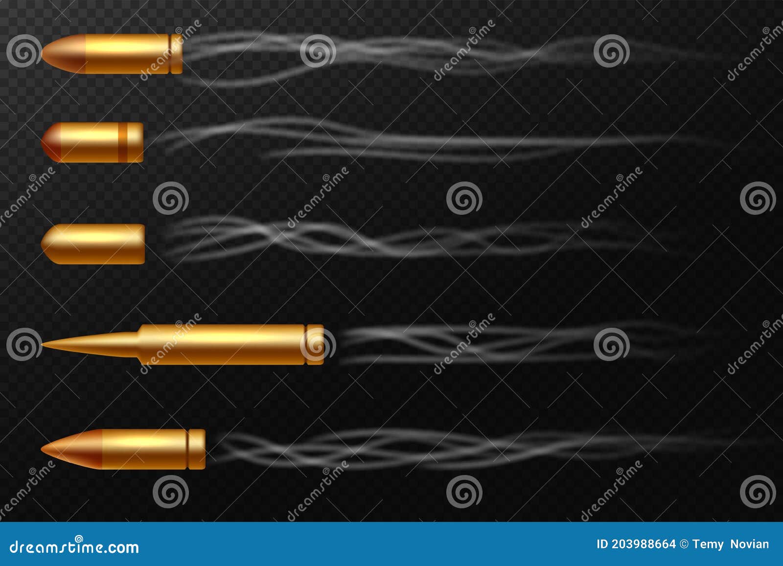 Realistic 3d Detailed Flying Bullets Set on a Transparent Background ...