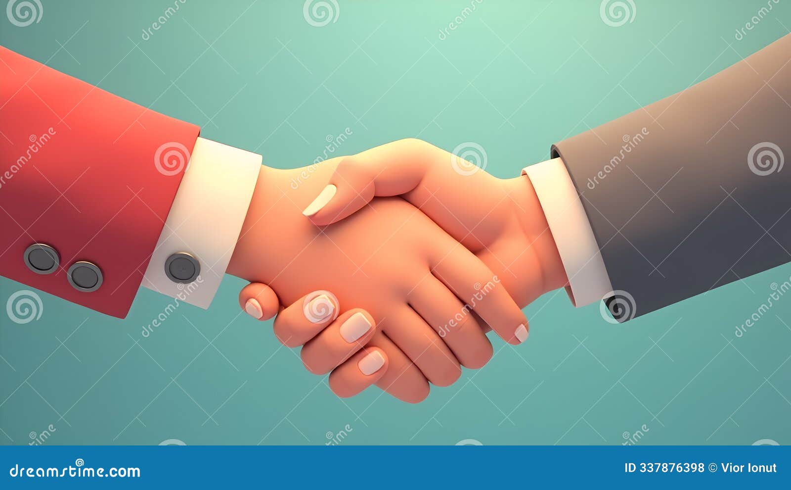 Realistic 3D Detailed Hands Shaking on Blue Background Illustration ...