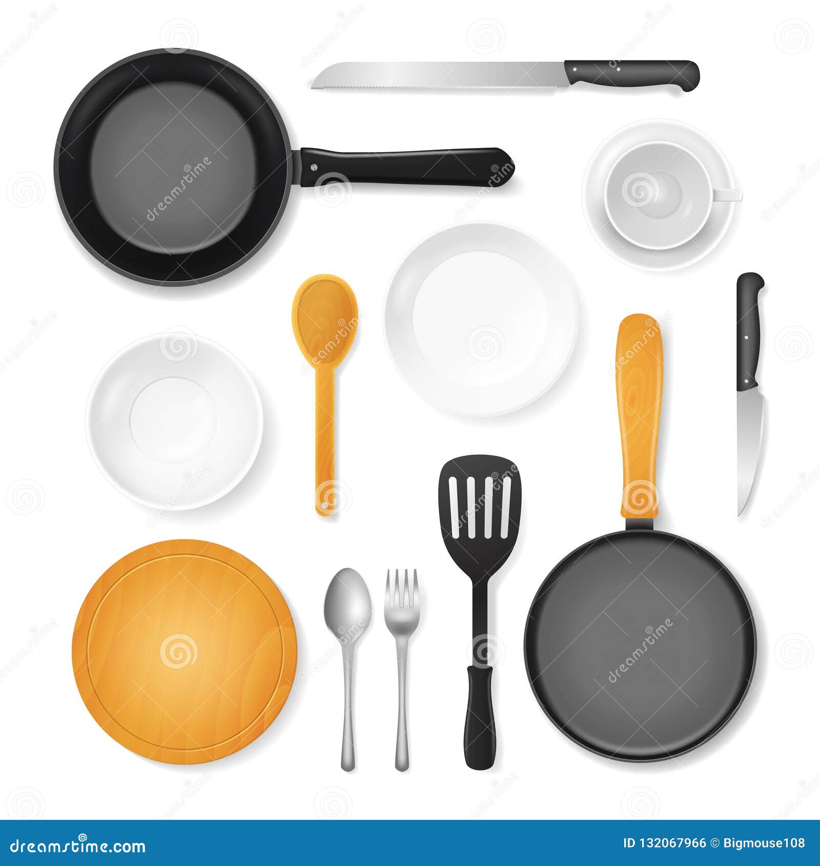 Realistic 3d Detailed Kitchenware or Kitchen Utensils Set. Vector Stock ...