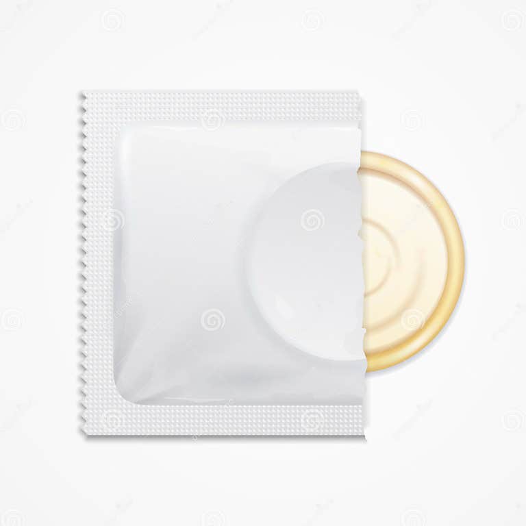 Realistic 3d Detailed Open Condom Pack Vector Stock Vector