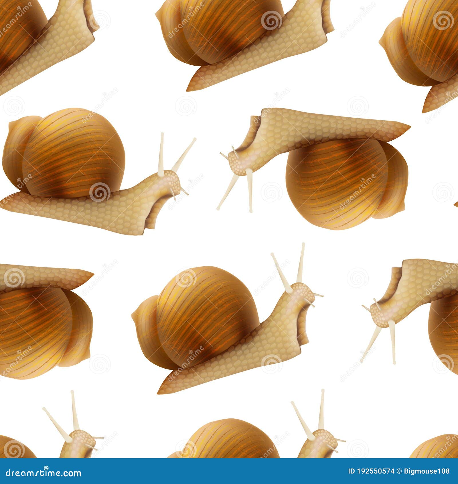 Realistic 3d Detailed Slimy Snail with Shell Seamless Pattern ...