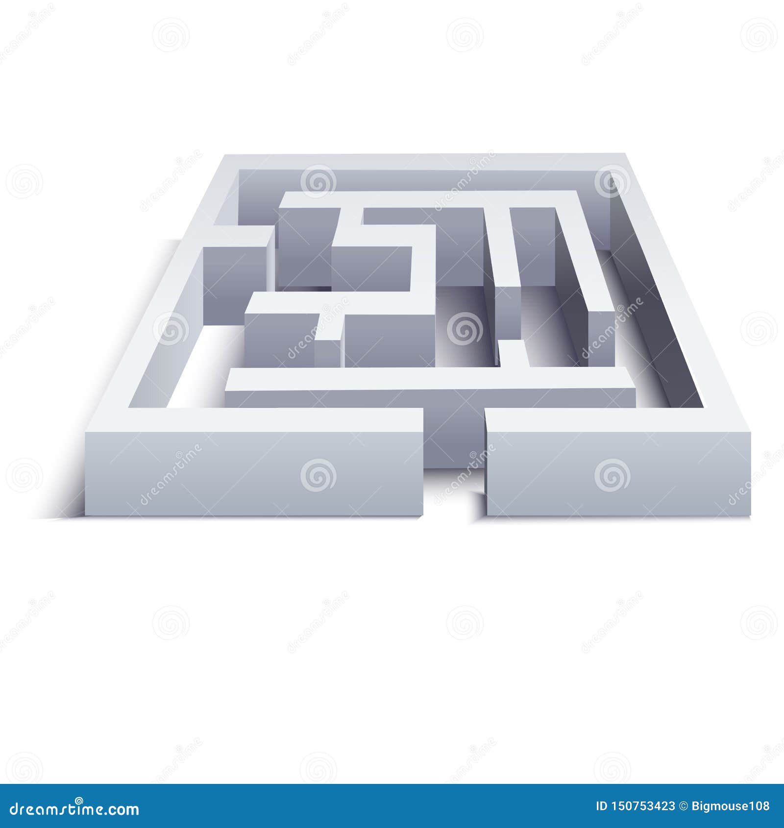Realistic 3d Detailed White Labyrinth Puzzle. Vector Stock Vector ...