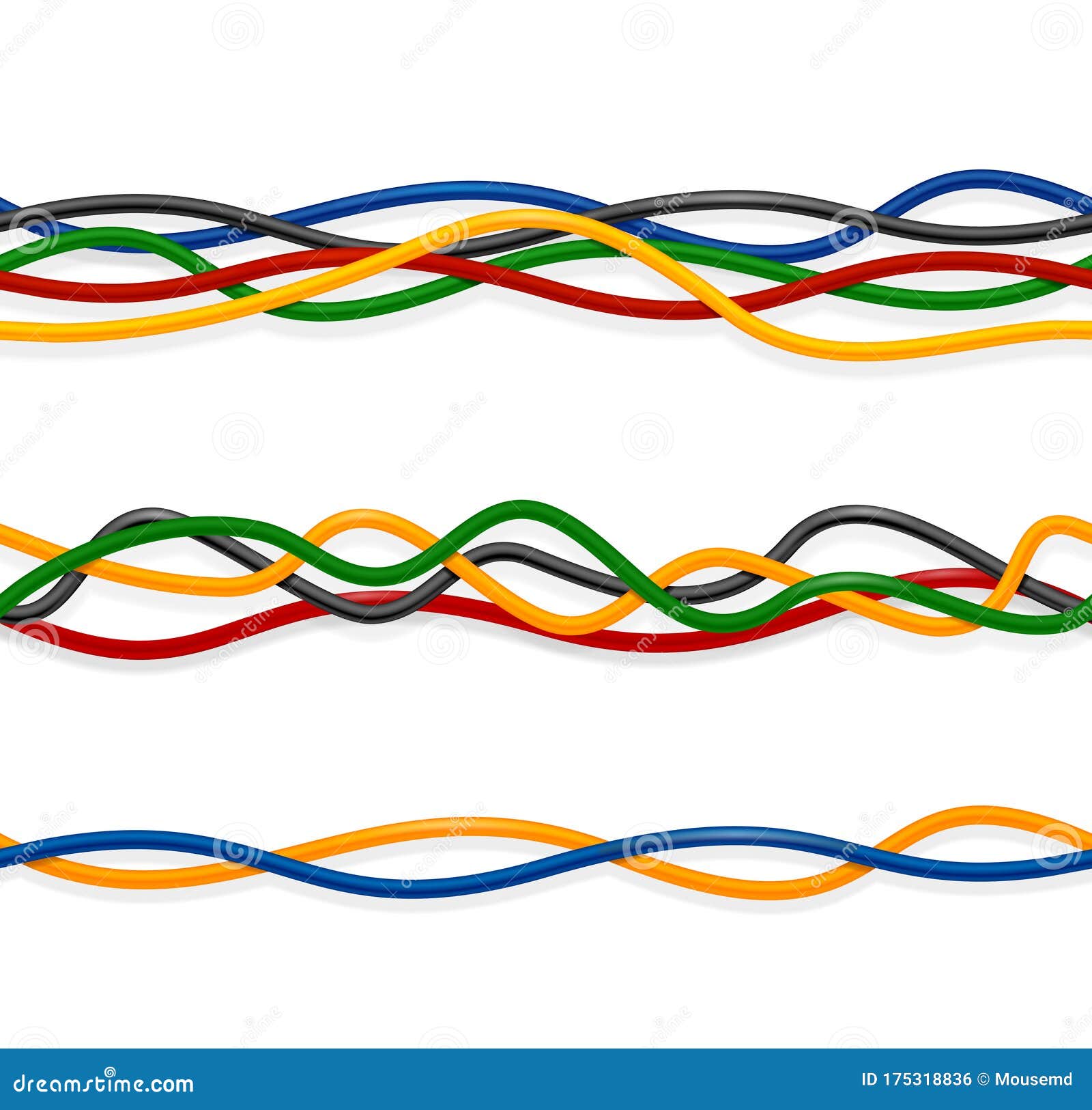 Realistic 3d Detailed Wire Cable Color Set. Vector Stock Vector ...
