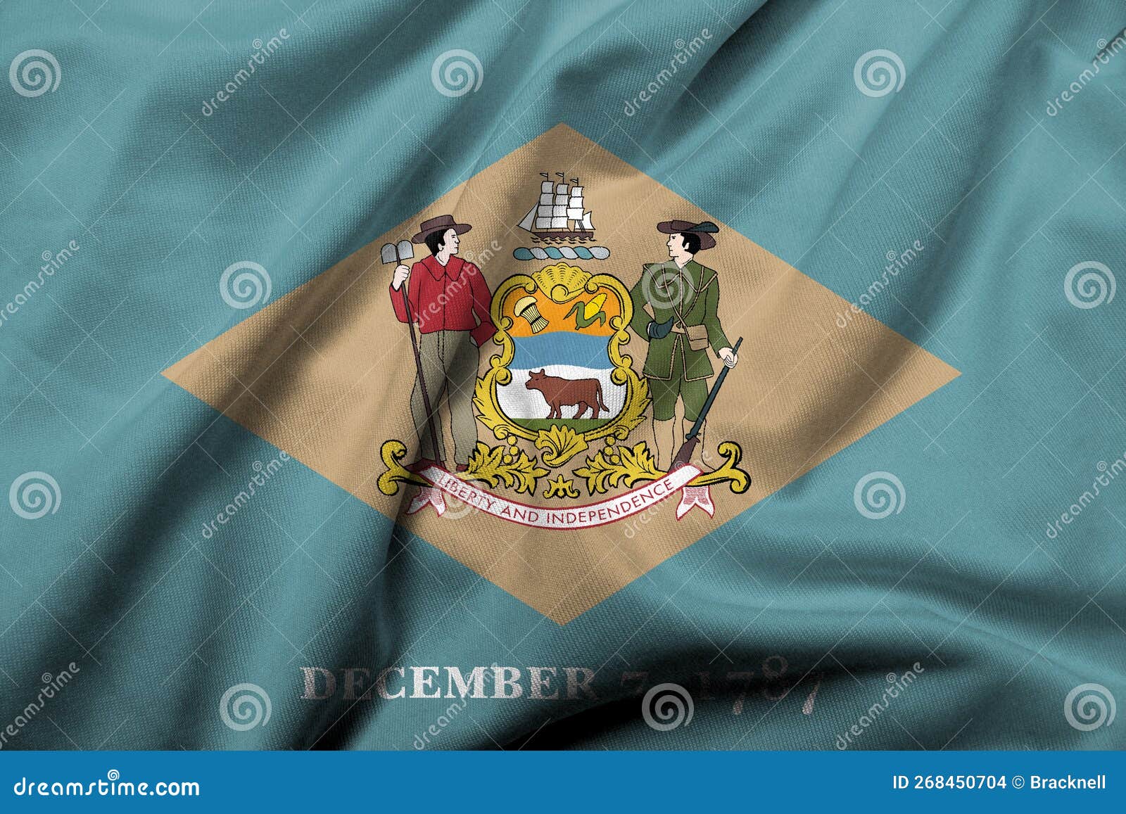 3D Flag of Delaware satin stock illustration. Illustration of flags ...