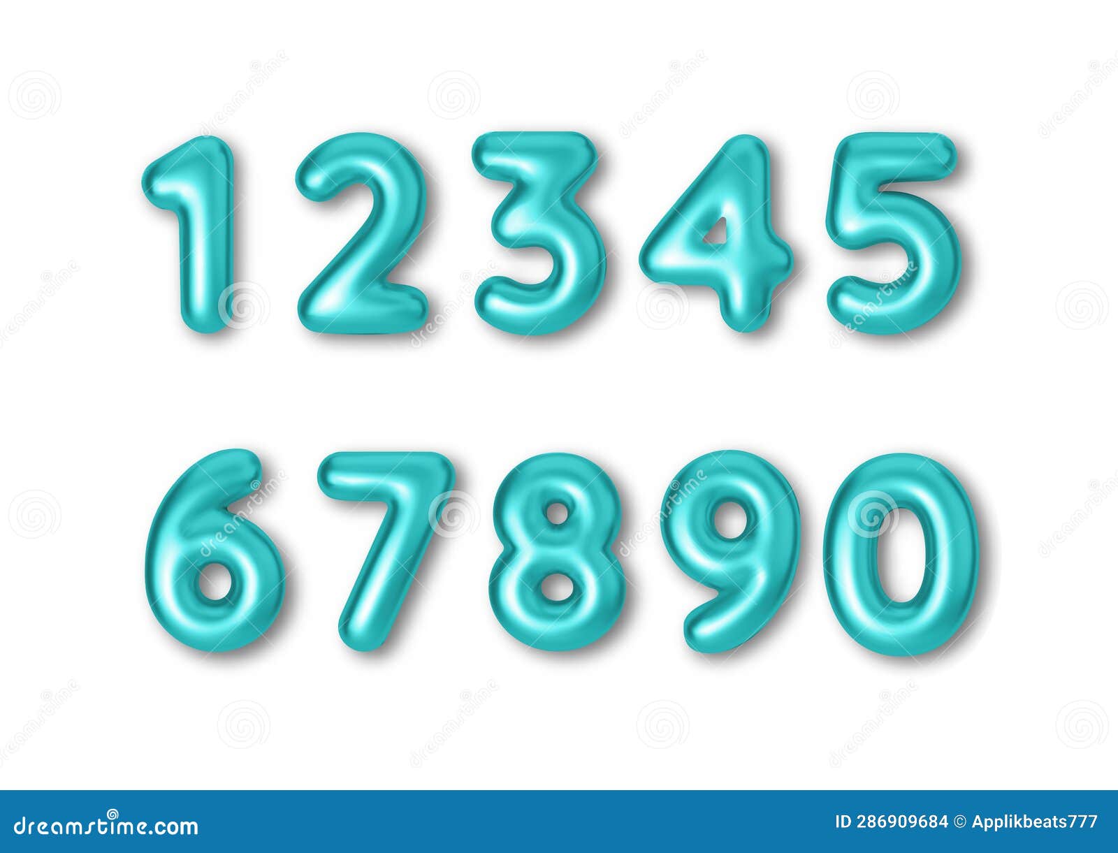 Realistic 3d Font Color Blue Numbers Stock Vector - Illustration of ...