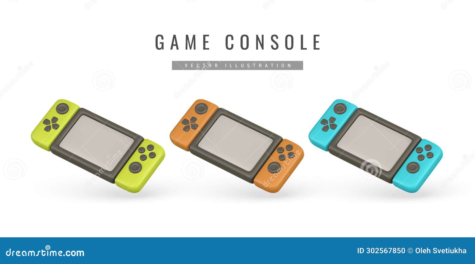 Realistic 3d Game Console in Cartoon Style. Pocket Device for Video ...