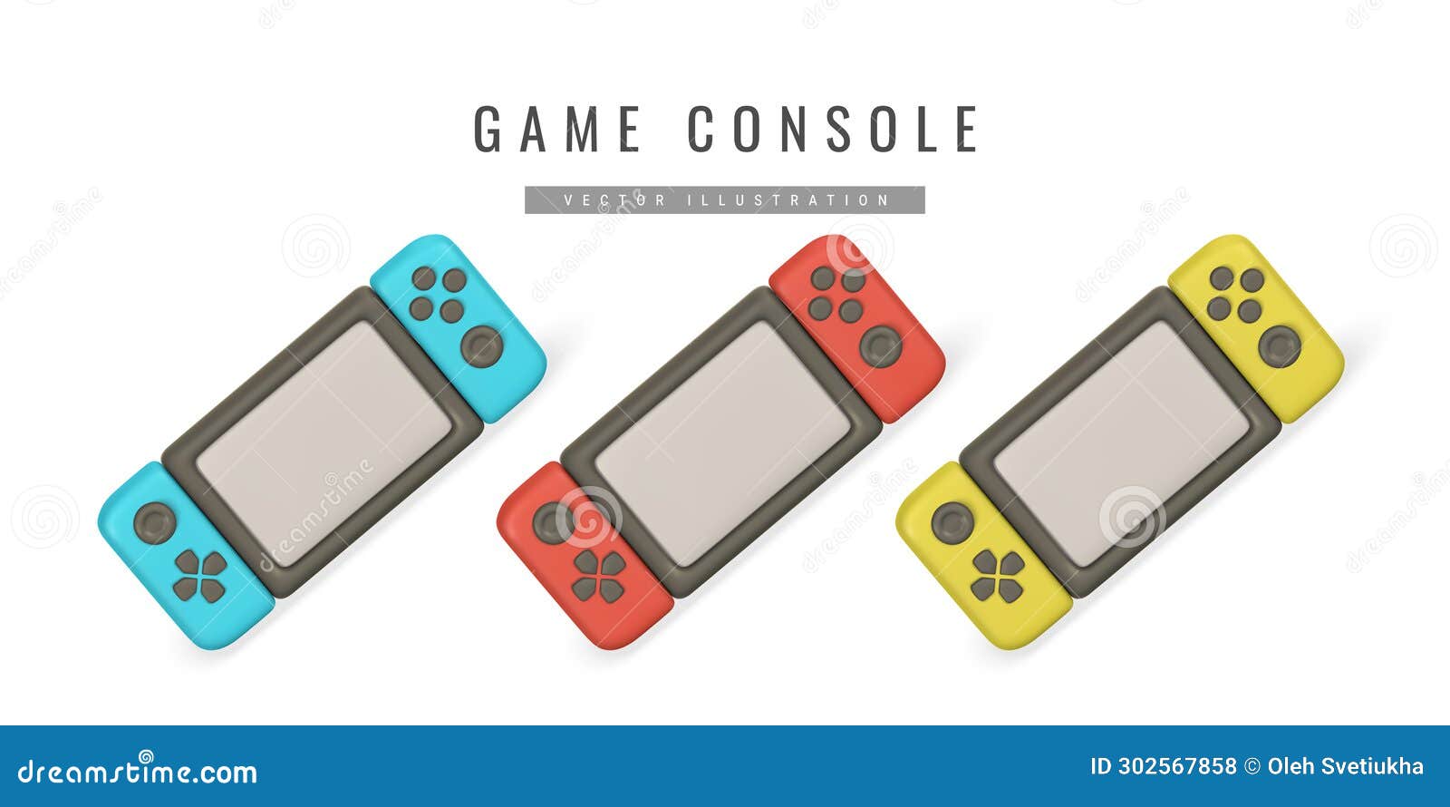 Realistic 3d Game Console in Cartoon Style. Pocket Device for Video ...