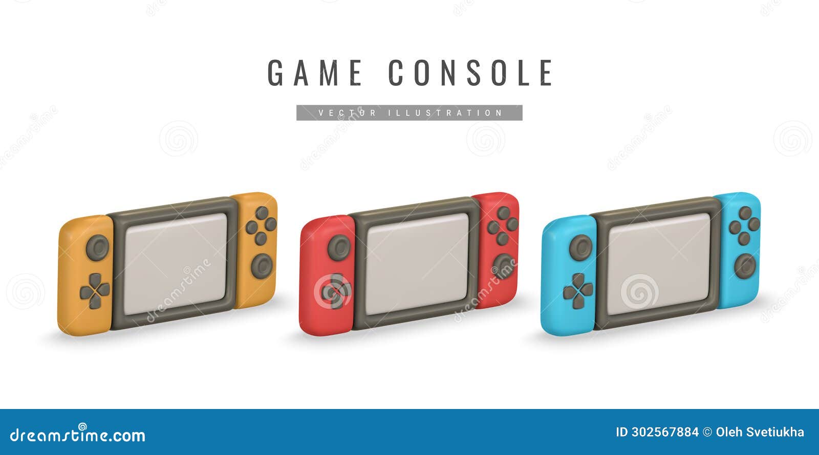 Realistic 3d Game Console in Cartoon Style. Pocket Device for Video ...