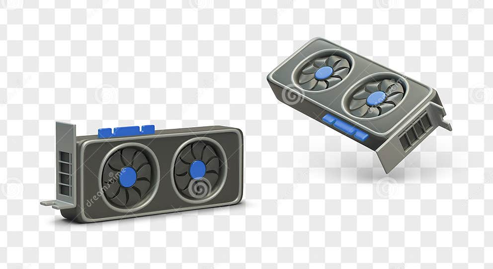 Realistic 3d Gaming Graphics Card with Coolers for Computer. Detail for ...