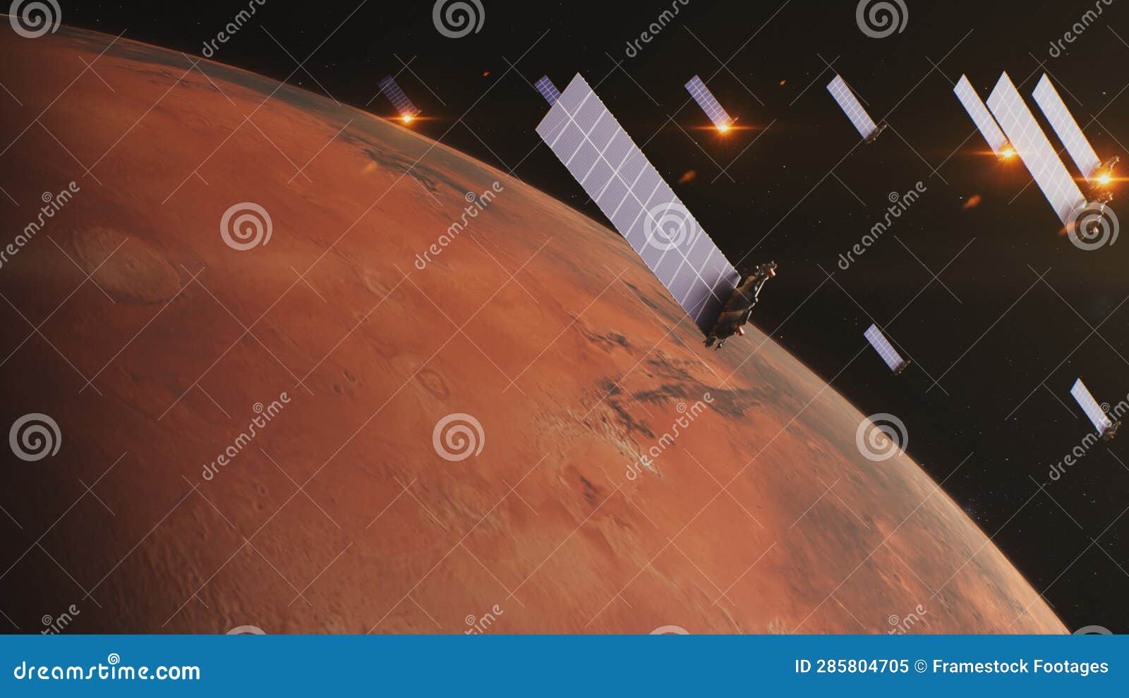 3D Graphics of Solar Cell and Panels Orbiting Mars Planet Stock Image ...