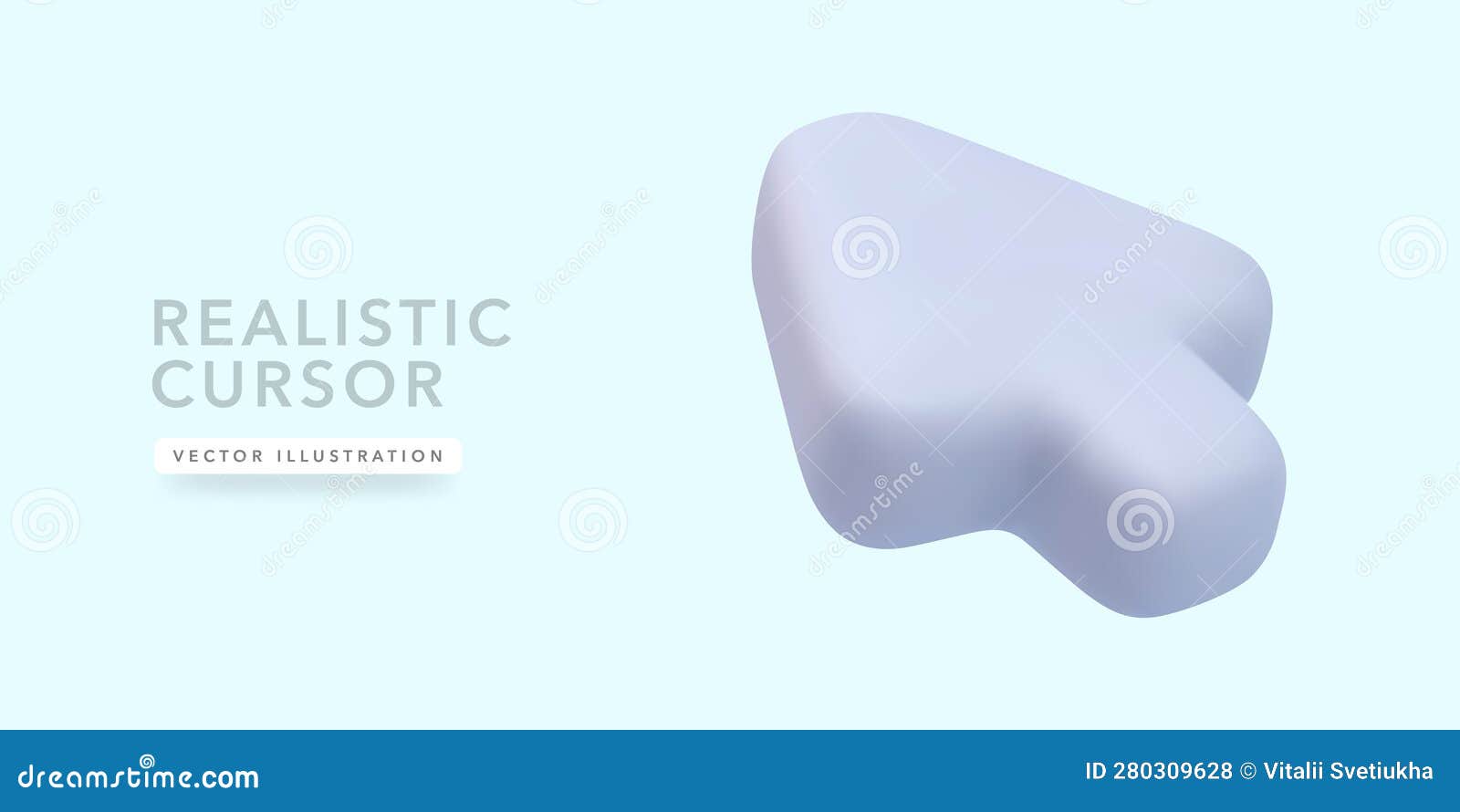Realistic 3d Gray Cursor Isolated on Light Background. Vector ...