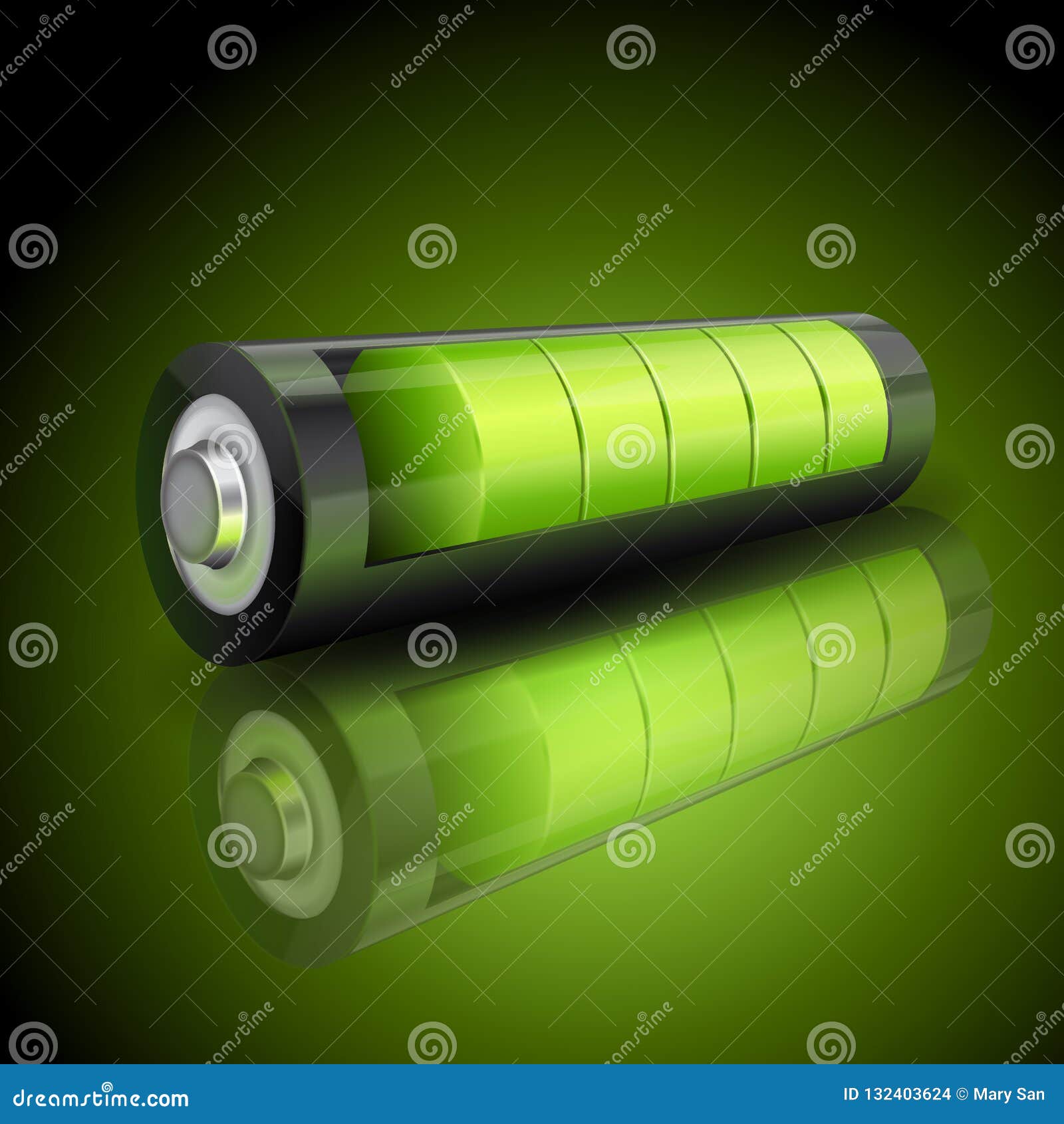 Realistic 3d Green Battery, Charging Status Indicator Stock Vector ...