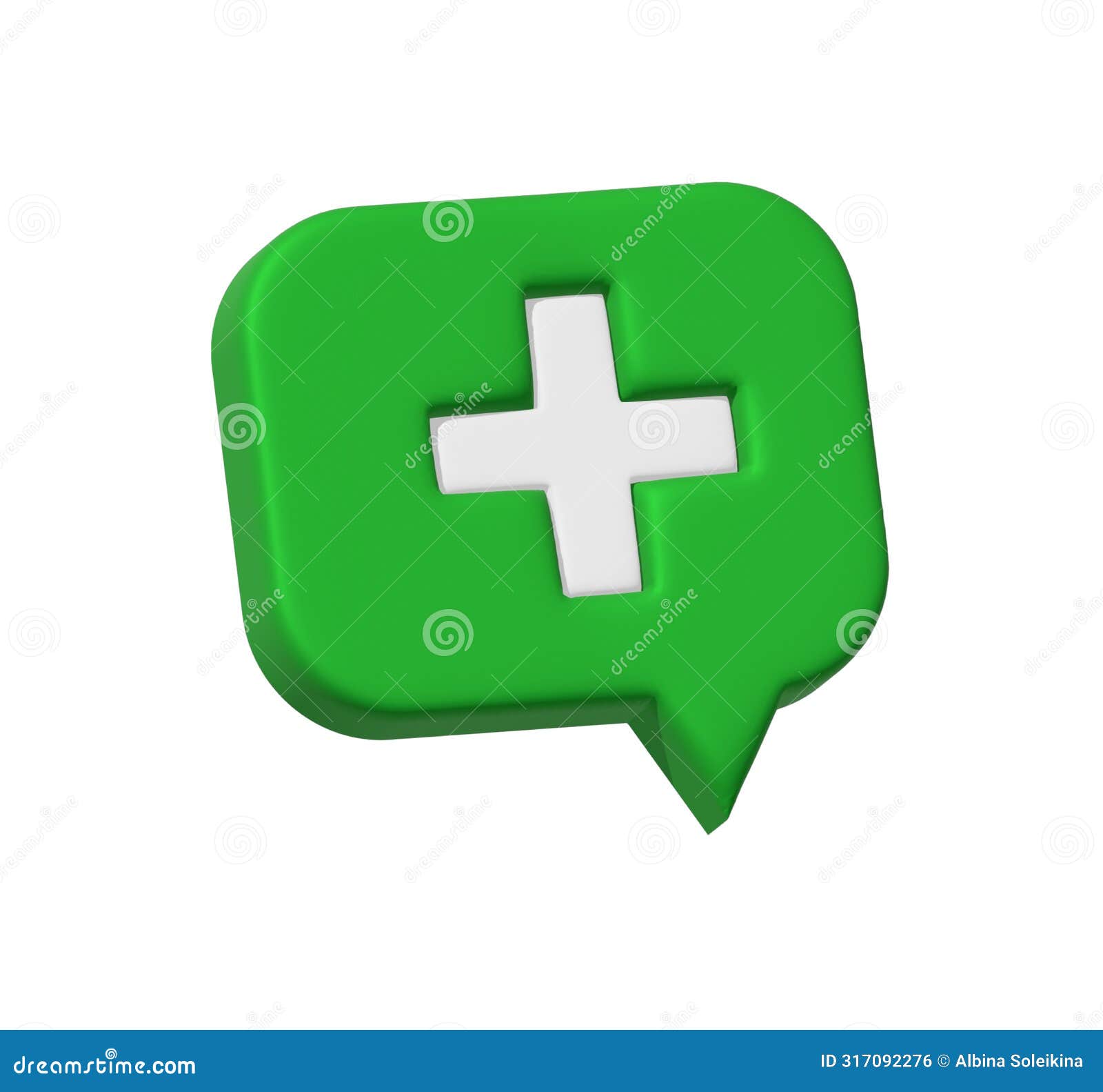 Realistic 3d Green Speech Bubble with Plus Sign. Decorative Square ...