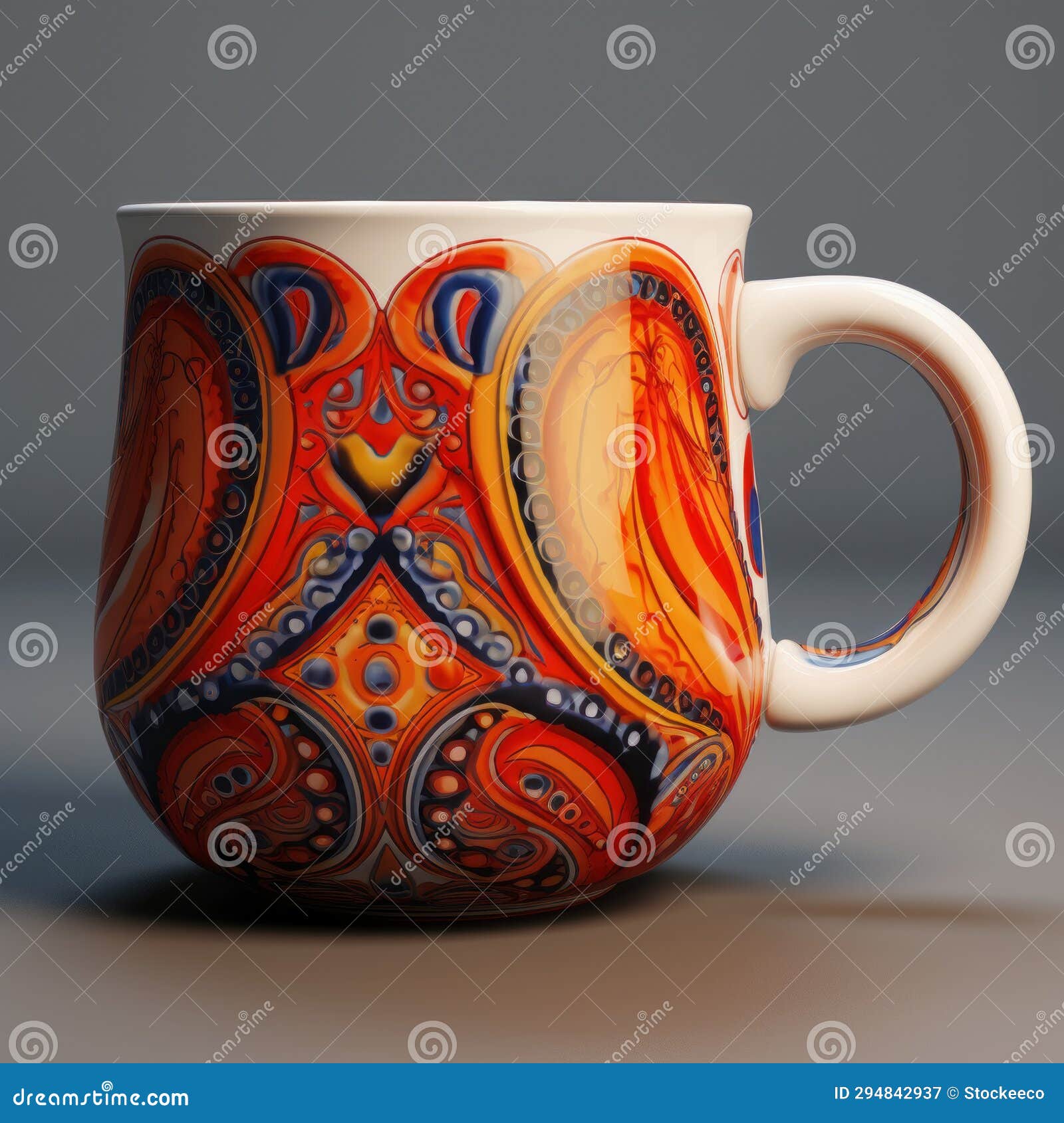 Realistic 3d Handmade Coffee Mug with Fluid Dynamic Brushwork Stock ...
