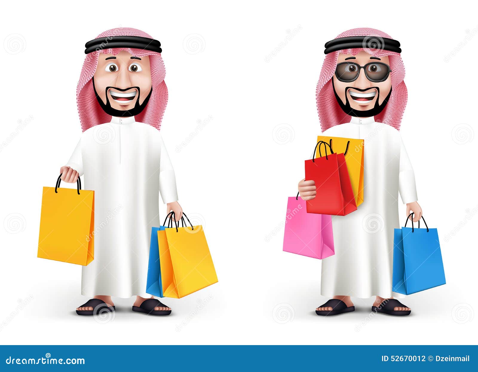 Realistic 3d Handsome Saudi Arab Man Character Stock Vector