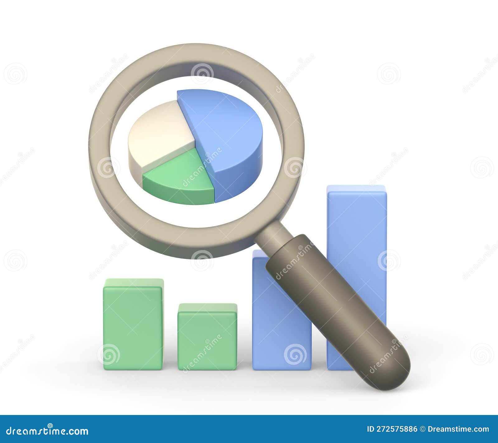 Realistic 3d Icon of Statistics Graph and Magnifying Glass Stock ...
