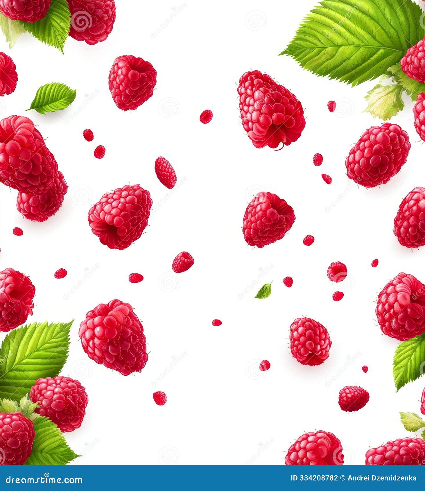 A Realistic 3D Illustration of a Falling Raspberry from Different ...