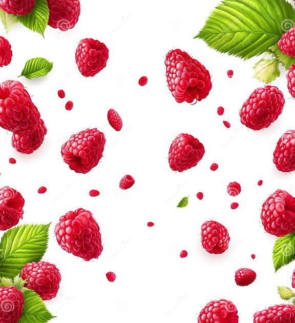 A Realistic 3D Illustration of a Falling Raspberry from Different ...