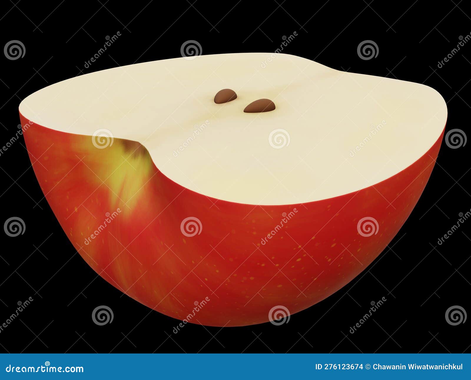 3d Illustration of Half Apple. Stock Photo - Illustration of produce ...