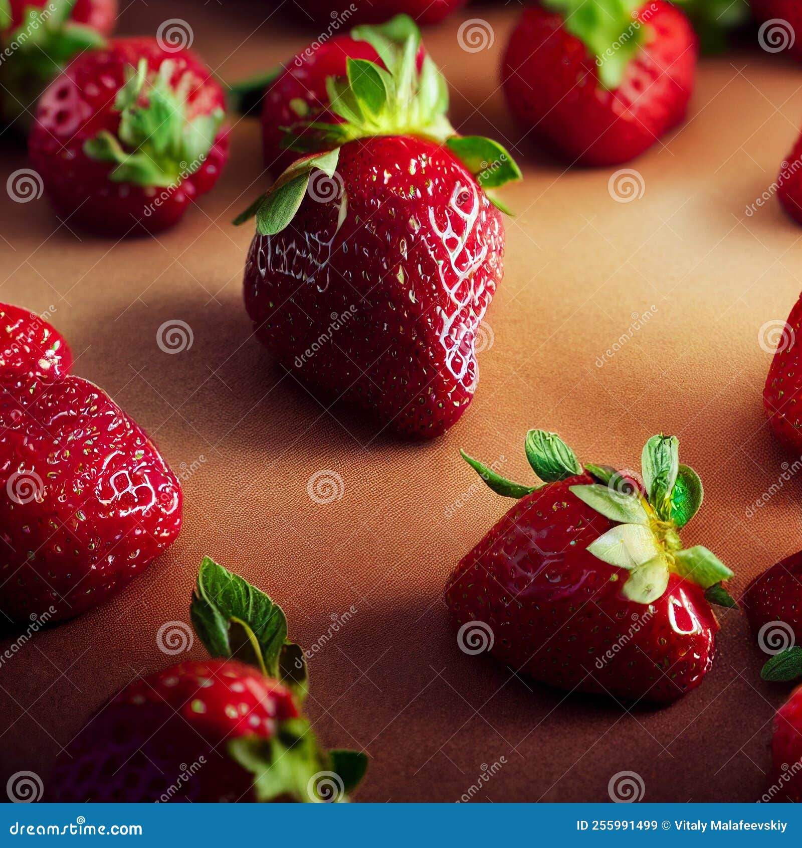 Realistic 3D Illustration Strawberries on Light Background Stock ...